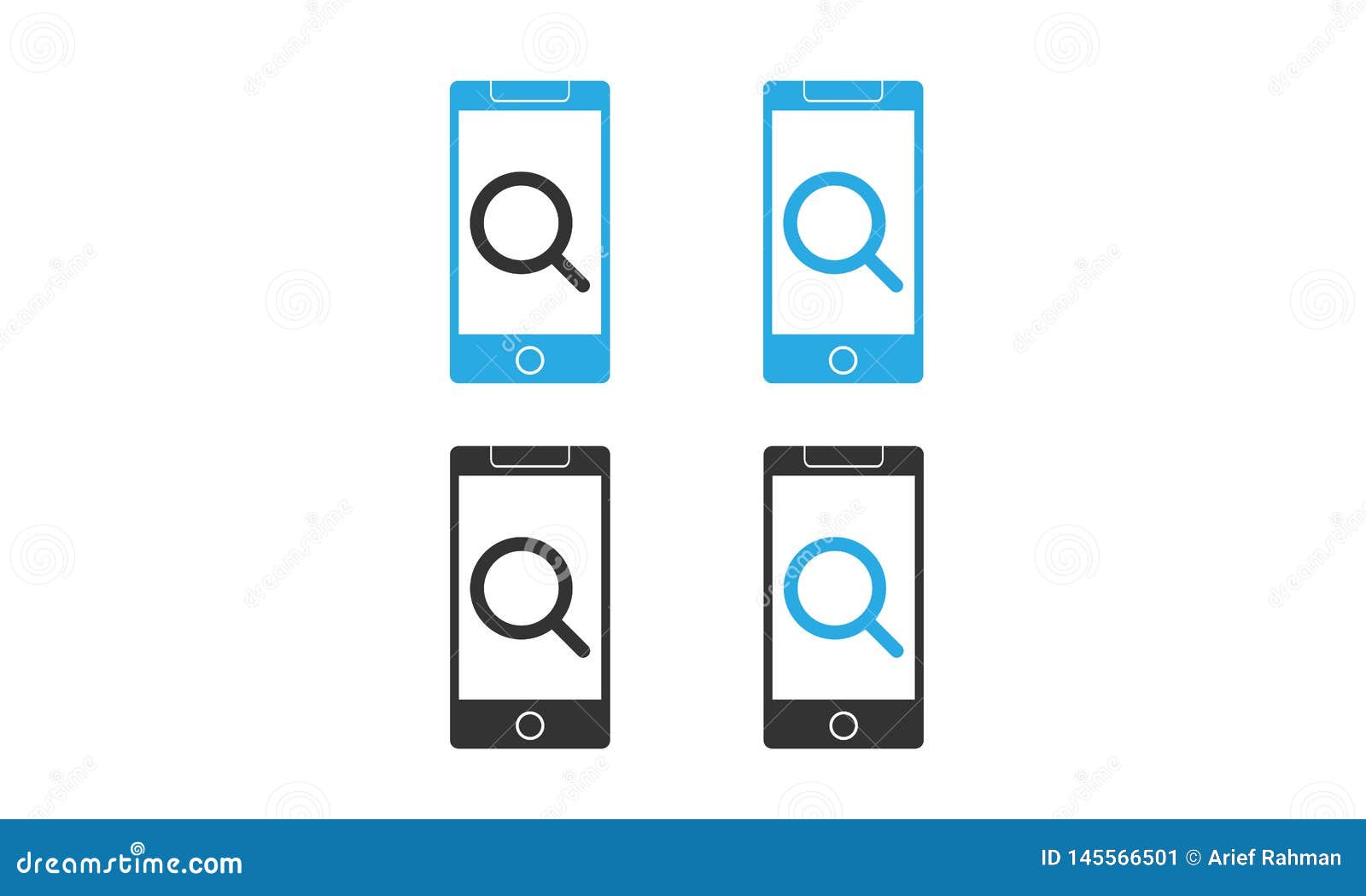 Smartphone Vector with Search Icon. Different Color Smartphone Vector ...