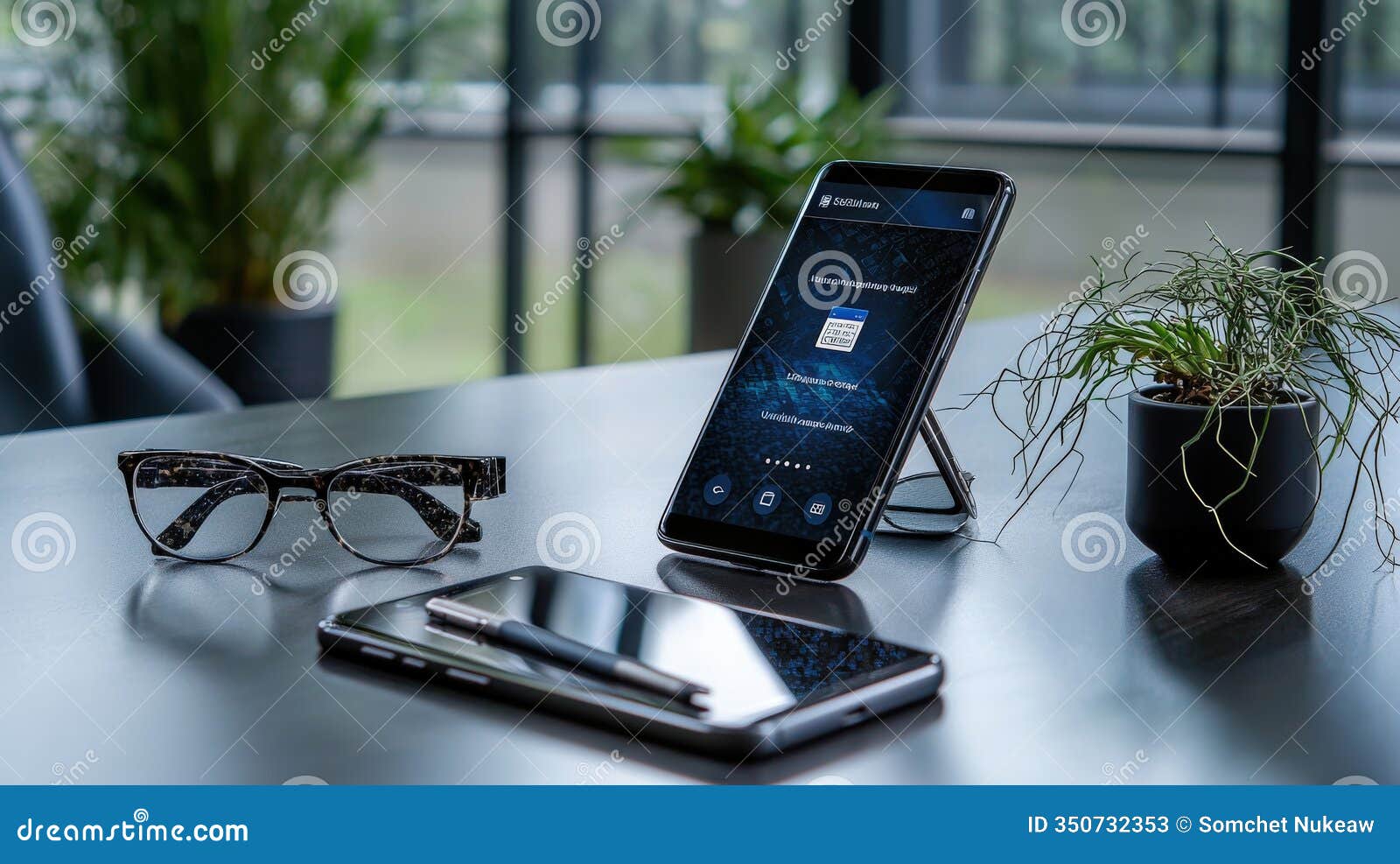 Smartphone Verification Code Entry Modern Office Digital Security ...