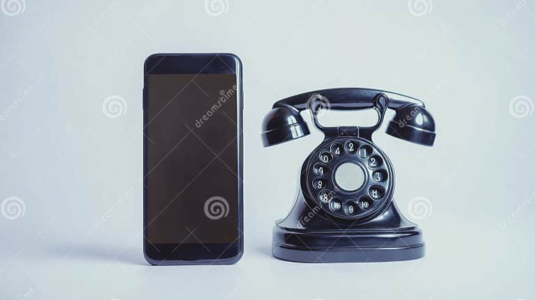 Smartphone and Vintage Rotary Phone Side by Side, Concept of Technology ...