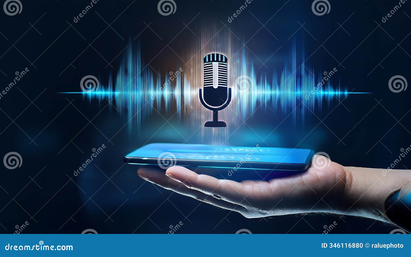 Smartphone with a Virtual Overlay Showing Voice Recognition Technology ...