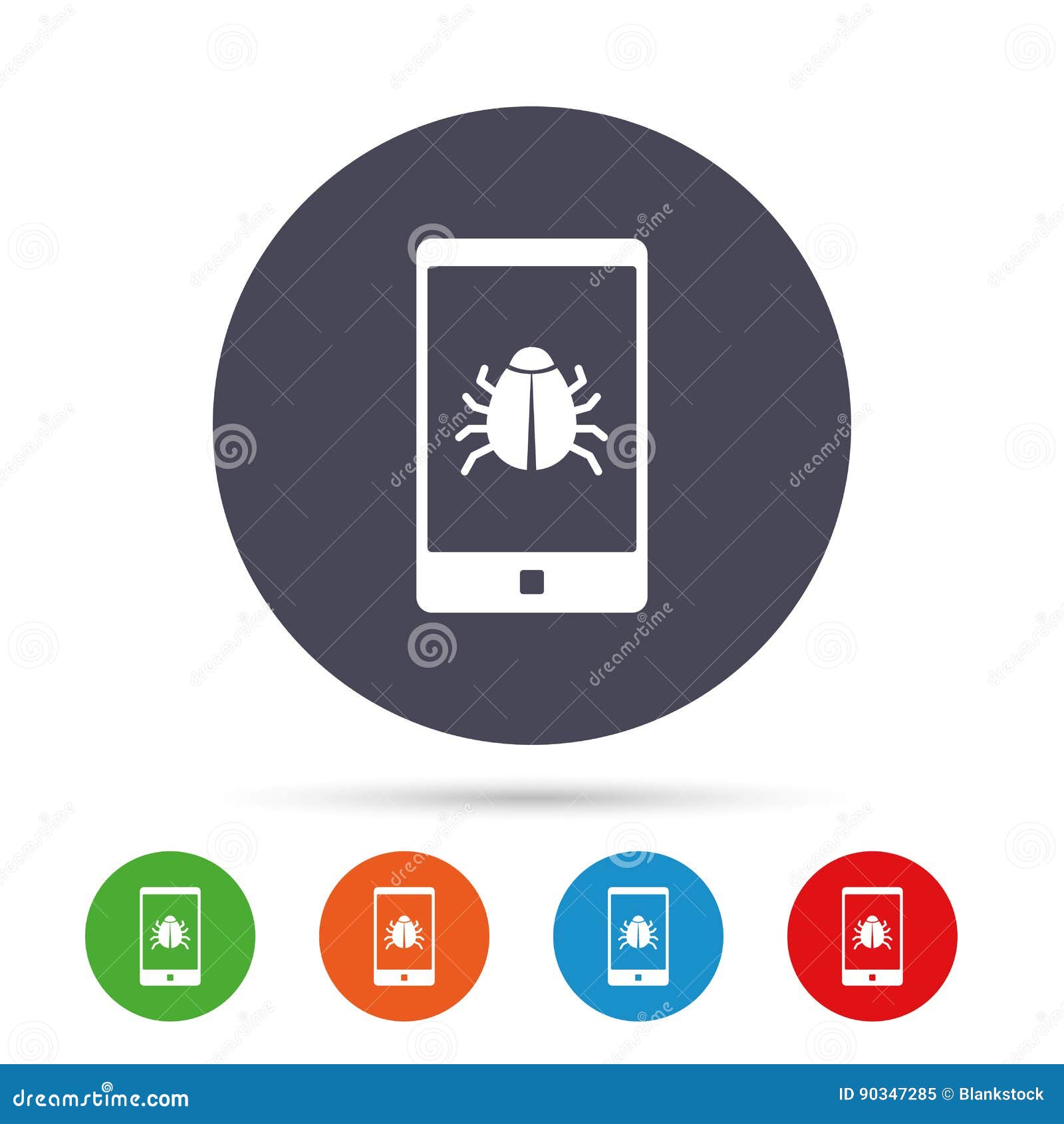 Smartphone Virus Sign Icon. Software Bug Symbol Stock Vector ...