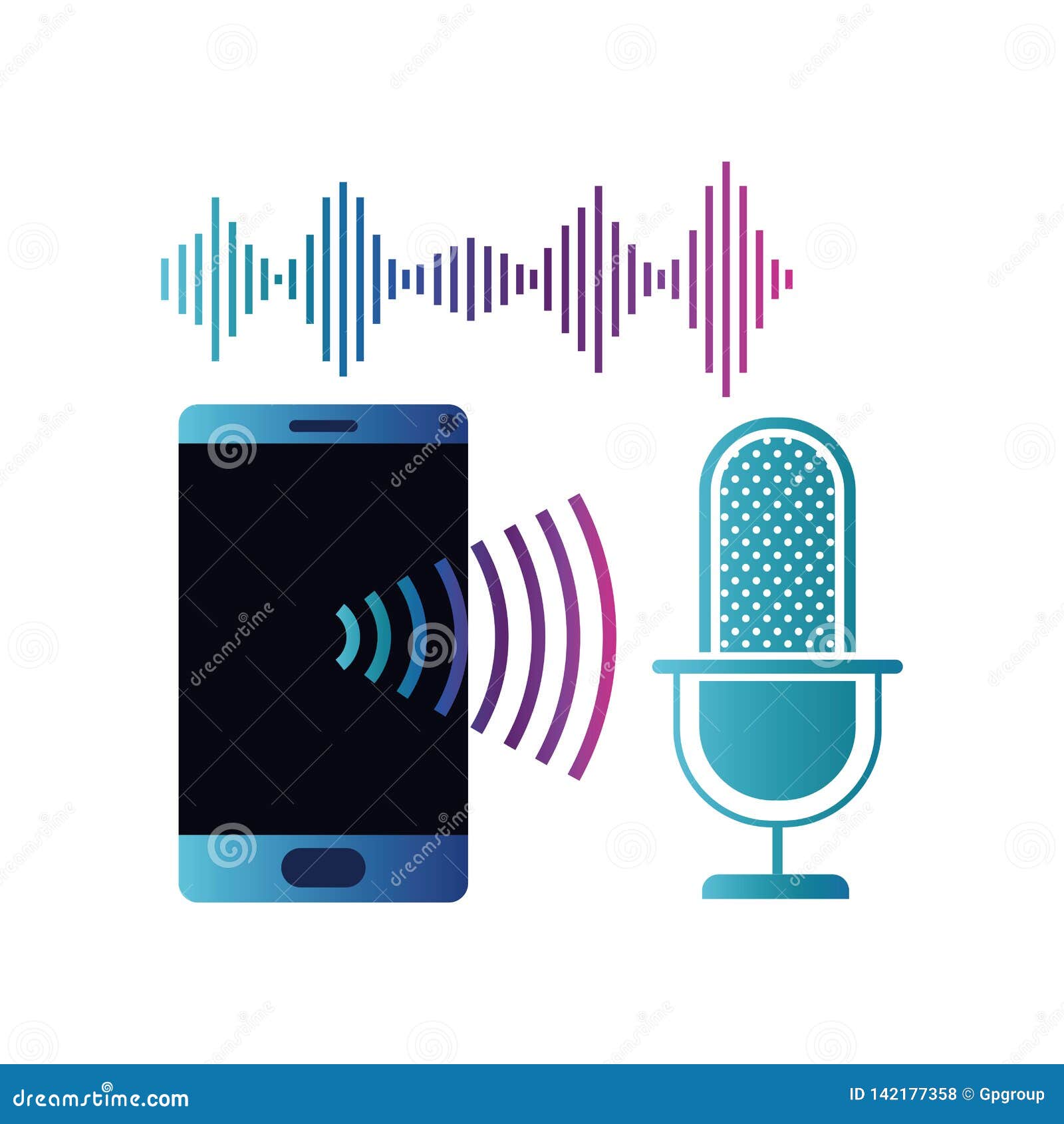 Smartphone with Voice Assistant Icon Stock Vector - Illustration of ...