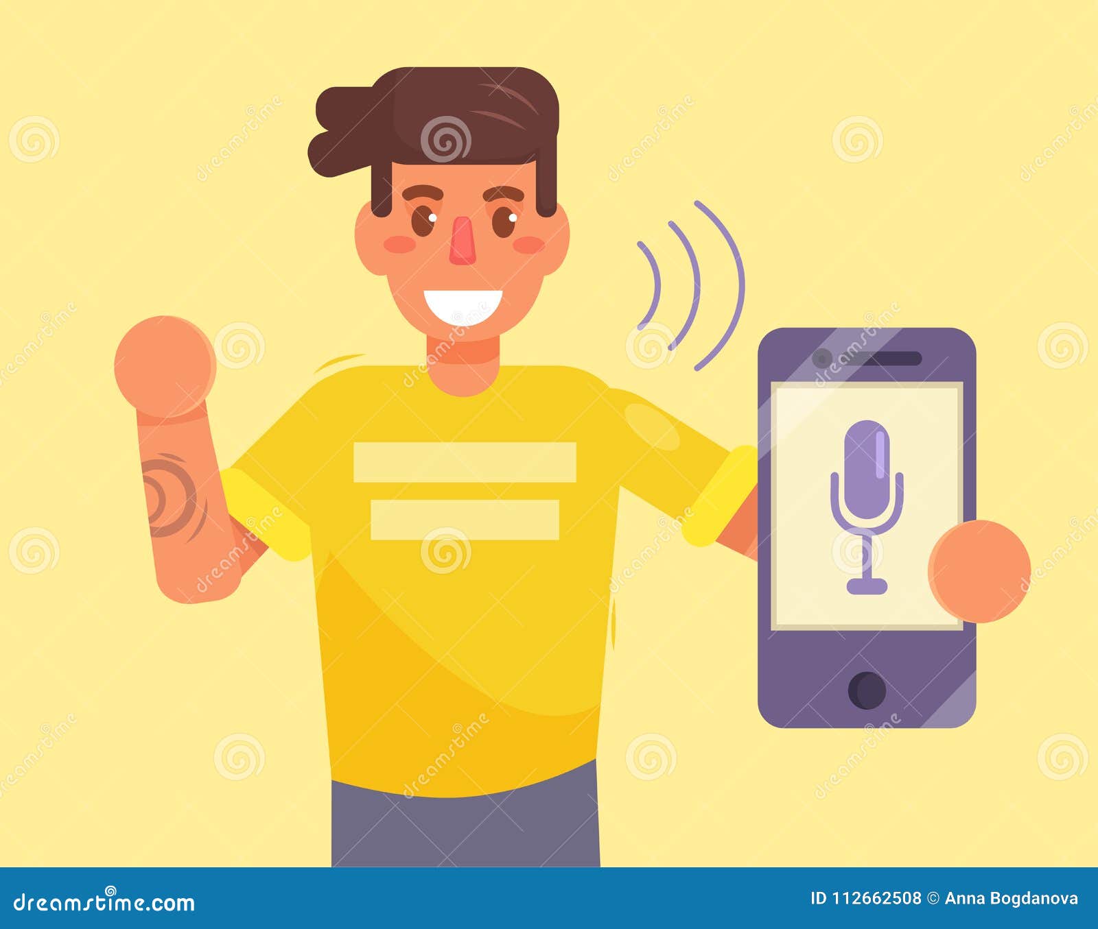 Smartphone. Voice control stock vector. Illustration of media - 112662508