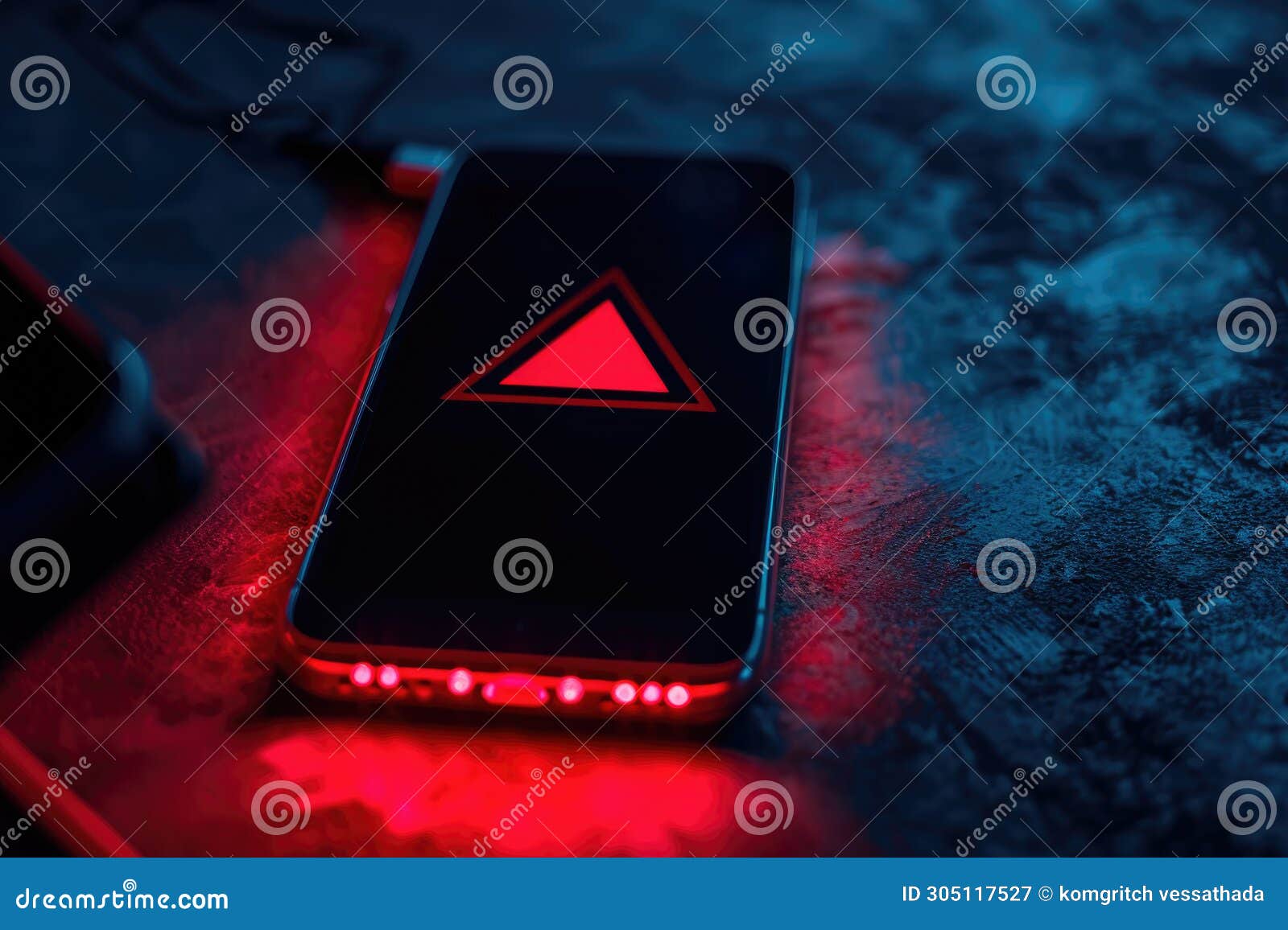 Smartphone with Warning Sign on Screen Stock Illustration ...