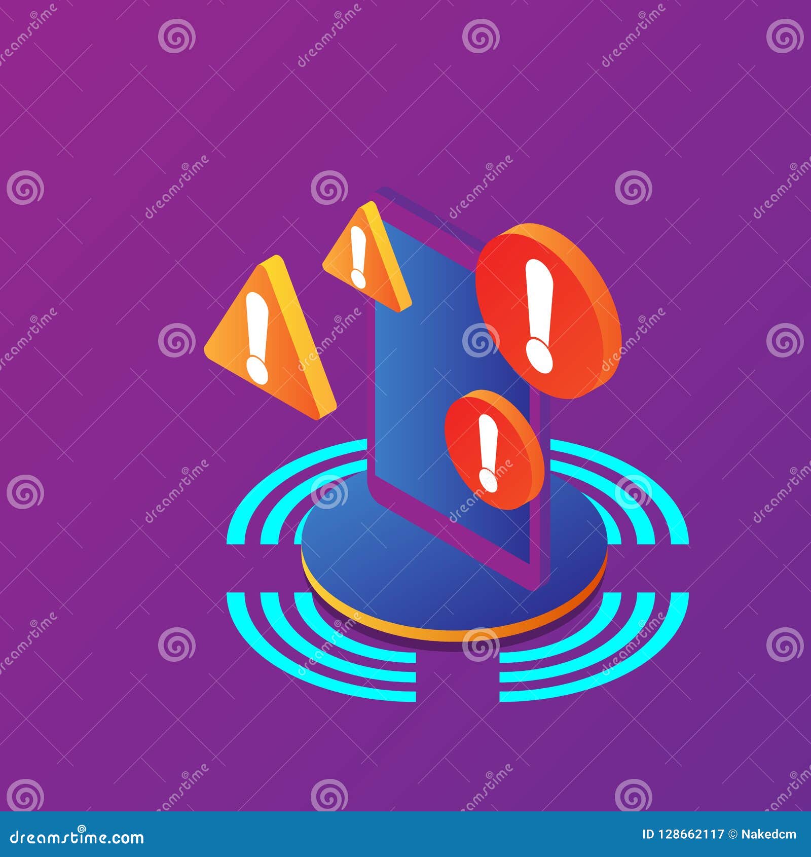 Smartphone with Warning Sign Vector Isometric Stock Vector ...