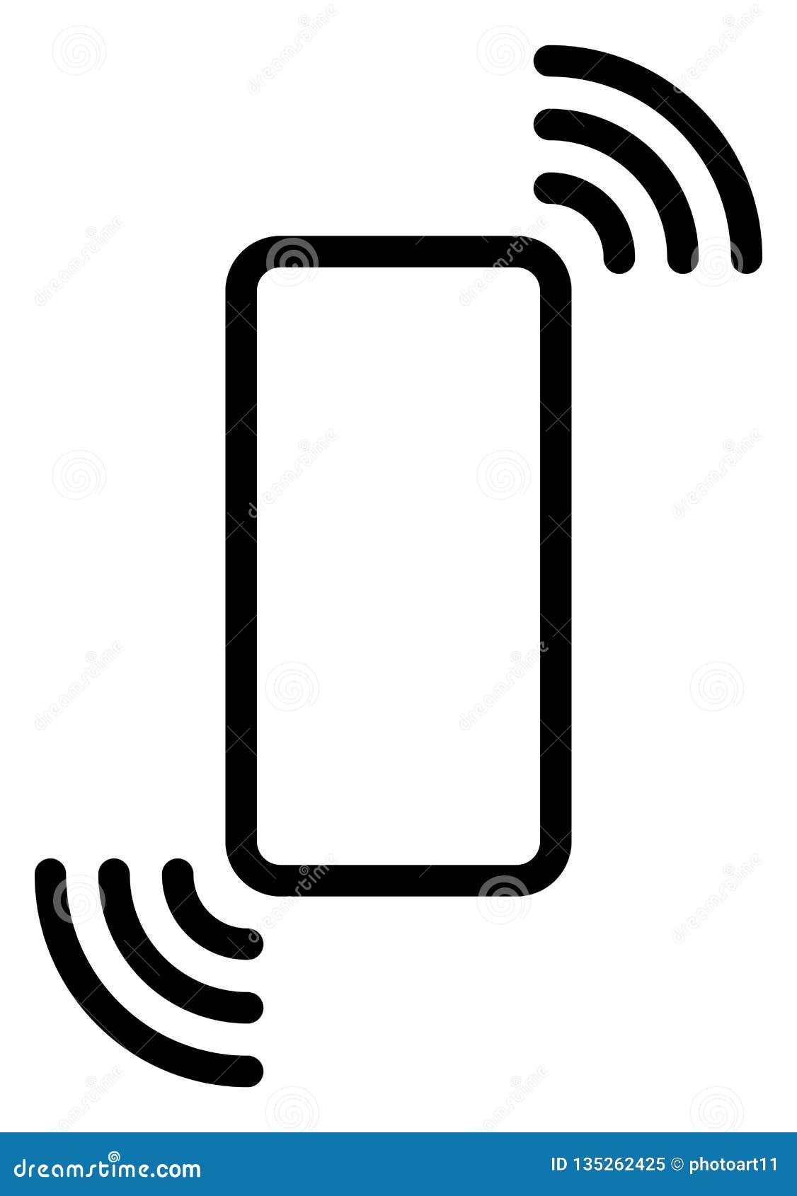 Smartphone with Waves Symbol Icon - Black Simple Flat - Vector Stock ...
