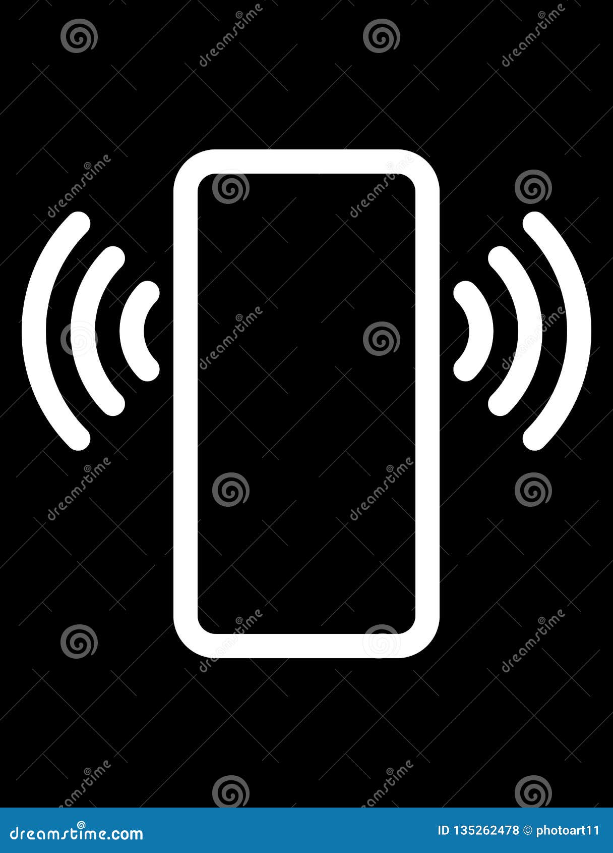 Smartphone with Waves Symbol Icon - White Simple Flat - Vector Stock ...