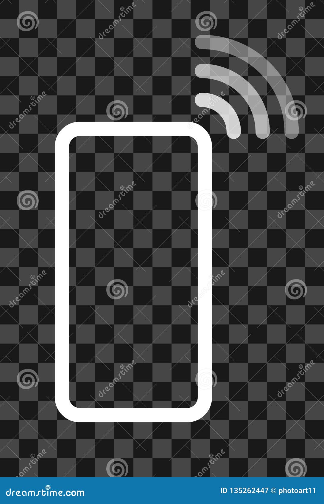 Smartphone with Waves Symbol Icon - White Transparent Simple Flat ...