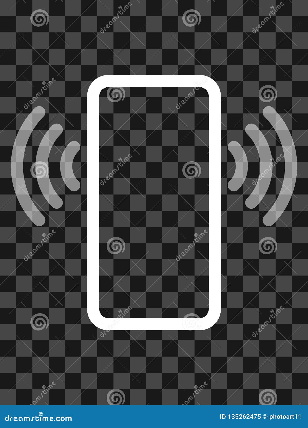 Smartphone with Waves Symbol Icon - White Transparent Simple Flat ...