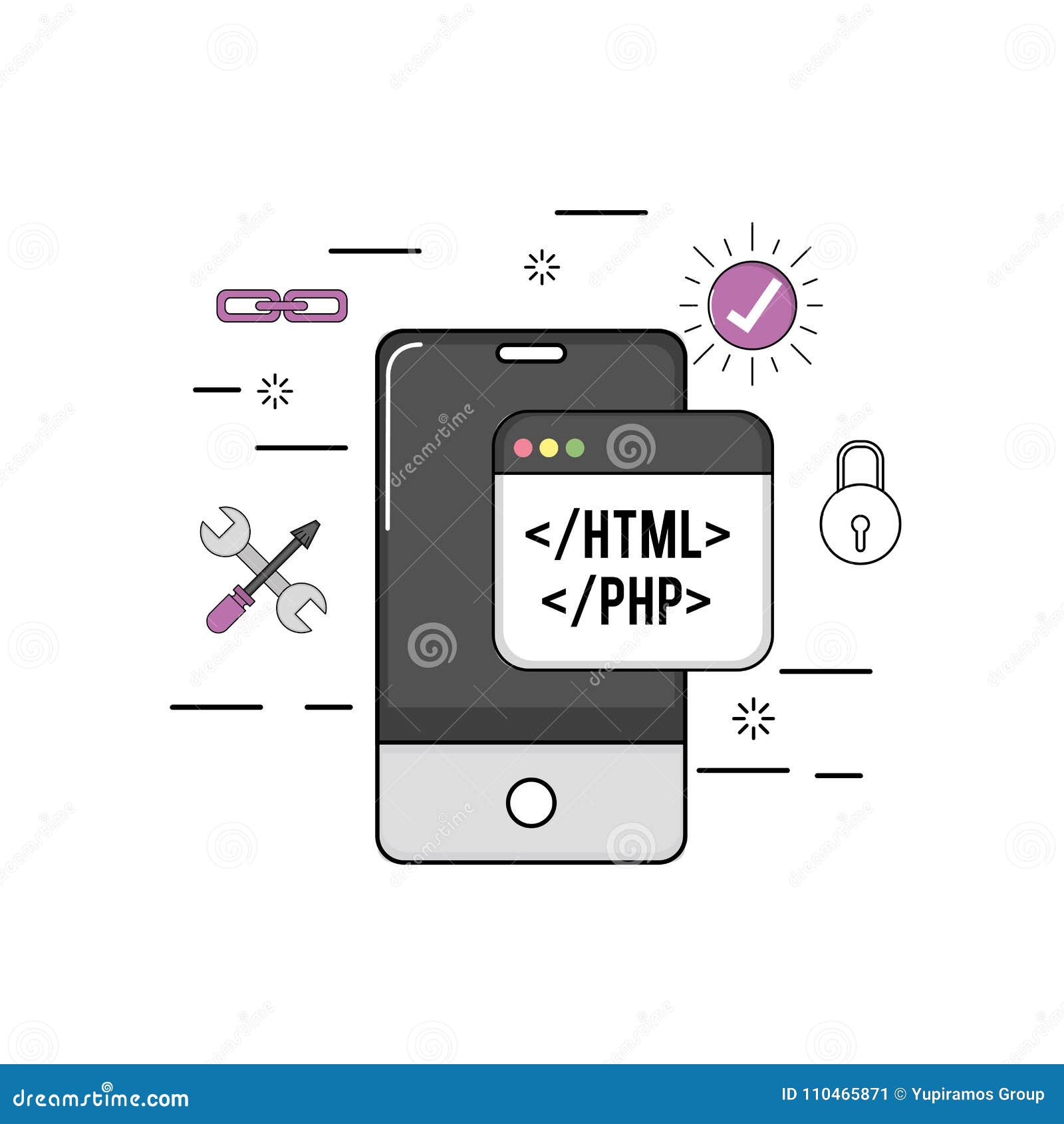 Smartphone with Web Code Programming Software Stock Vector ...