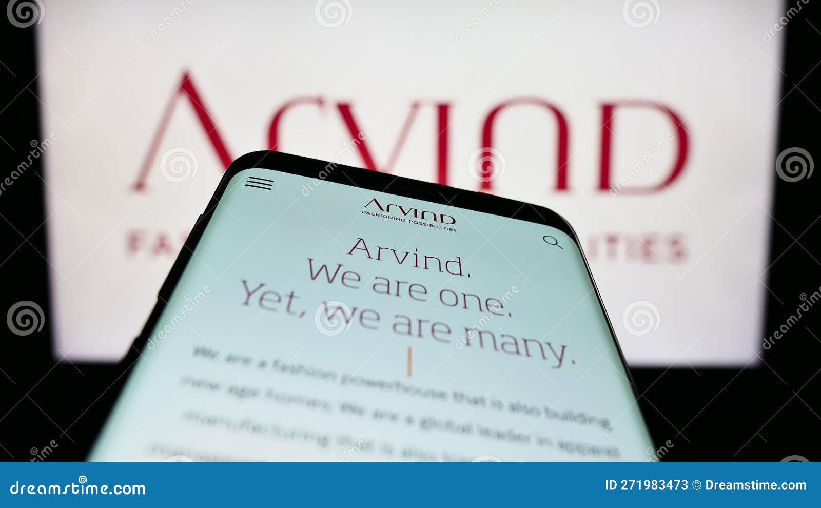 Smartphone with Website of Indian Textile Company Arvind Limited on ...