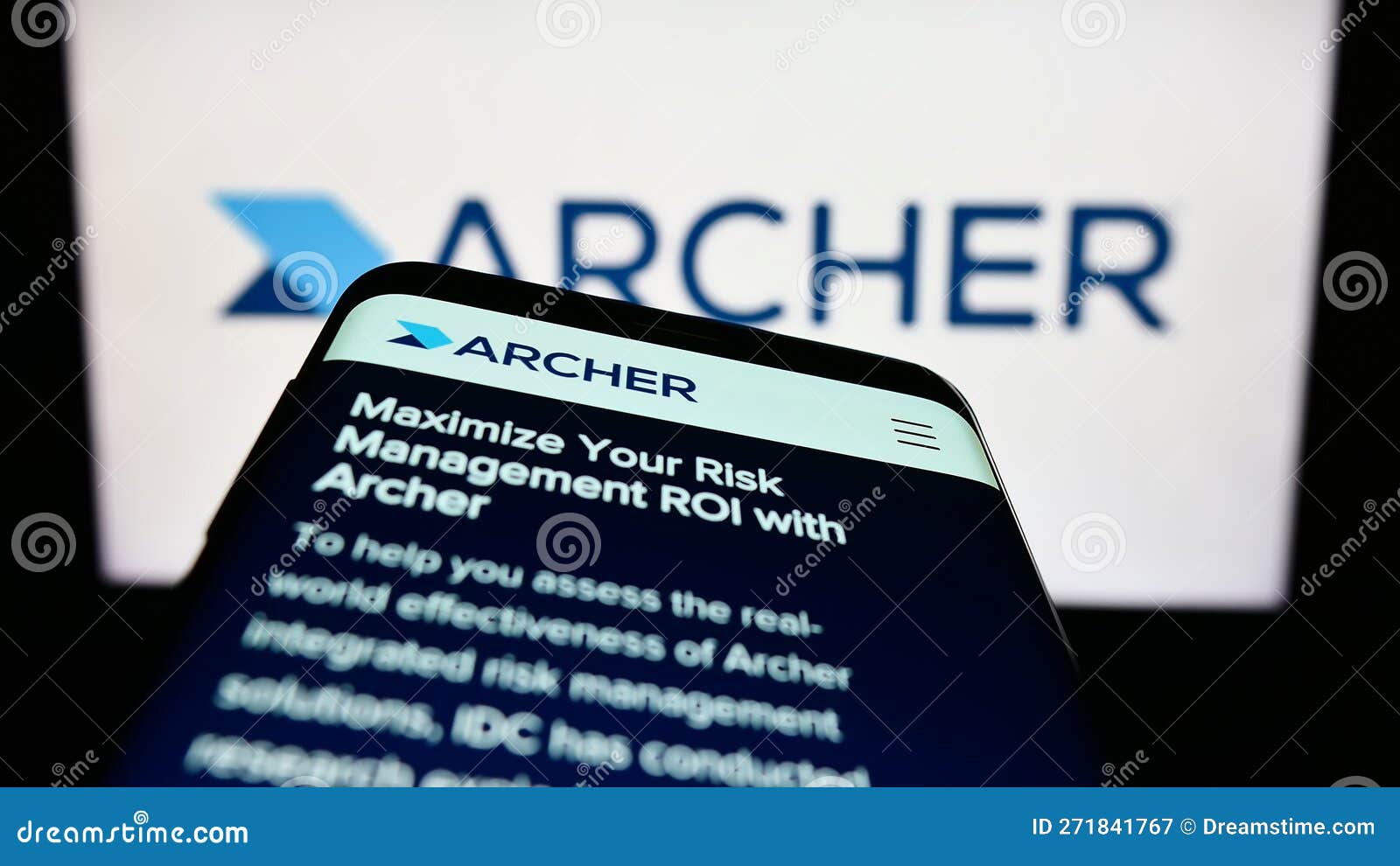 Smartphone with Website of Risk Management Software Archer (RSA ...