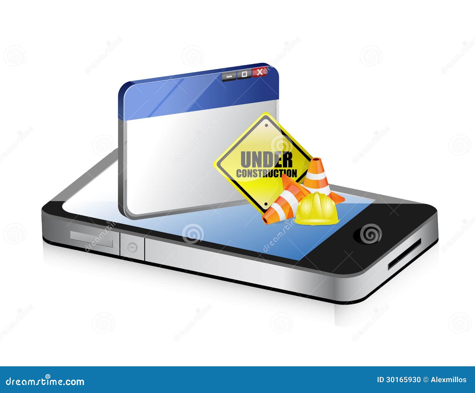 Smartphone Website Under Construction Sign Stock Illustration ...