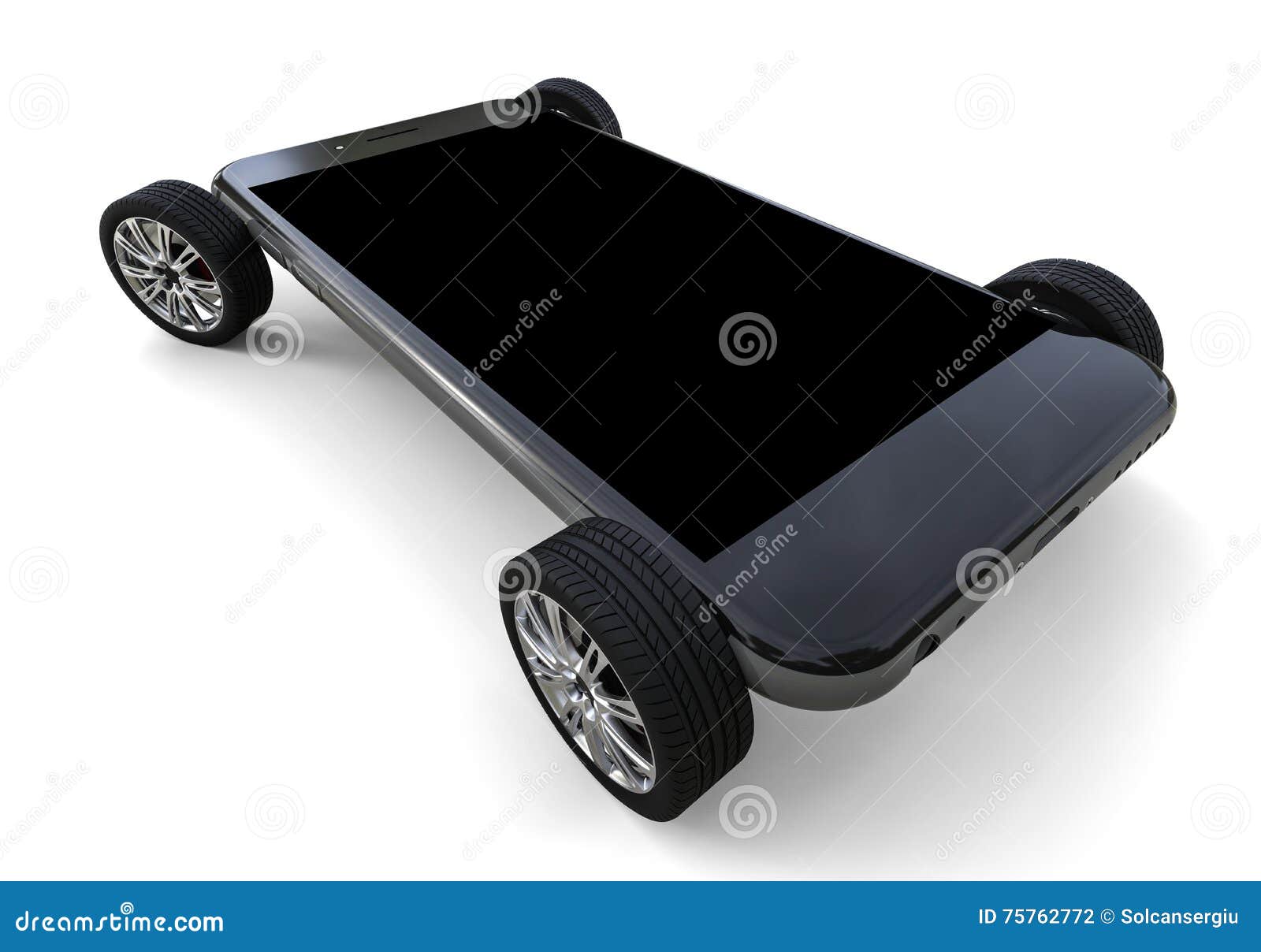 Smartphone on wheels stock illustration. Illustration of carplay - 75762772