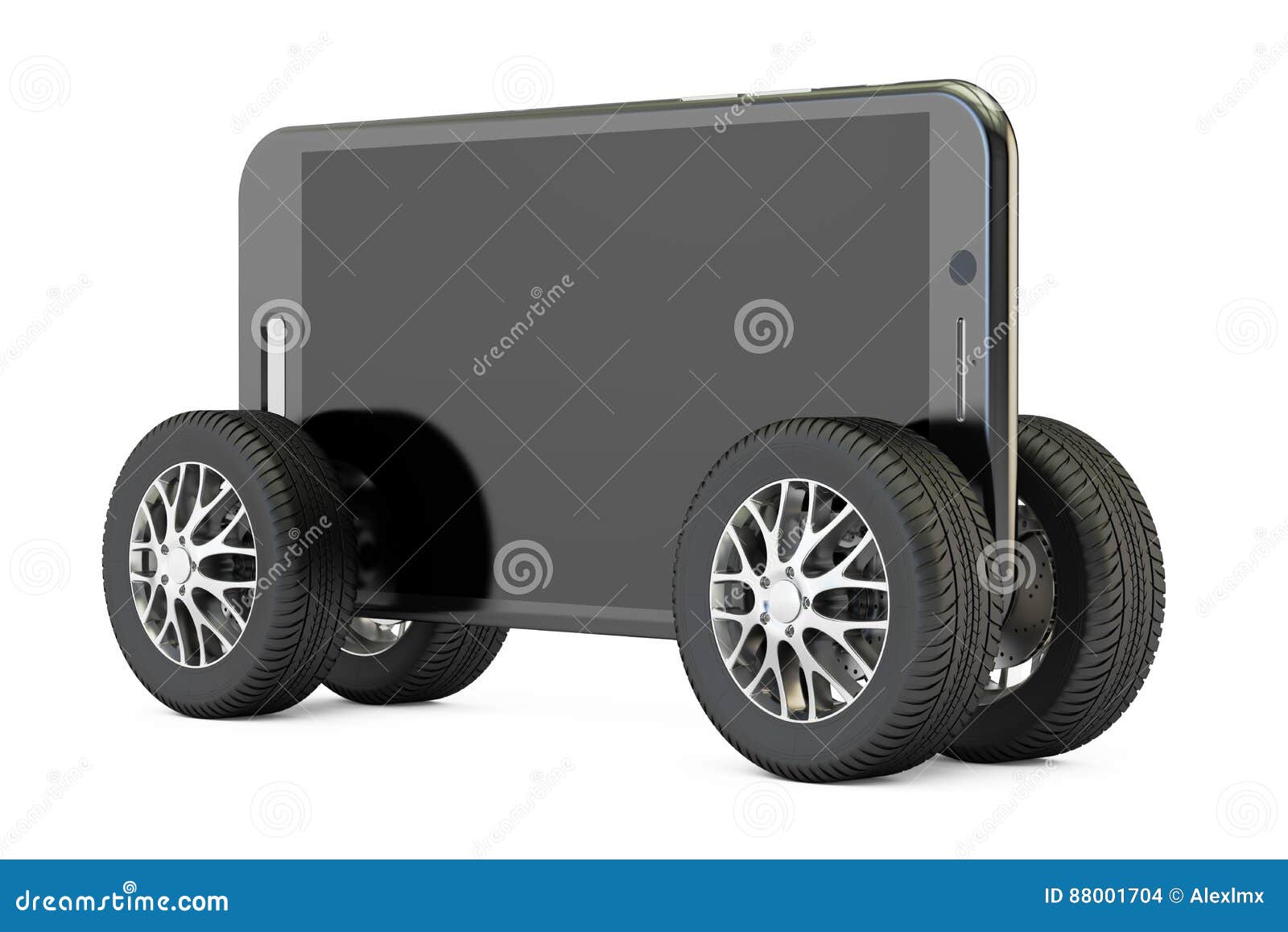 Smartphone on Wheels, 3D Rendering Stock Illustration - Illustration of ...