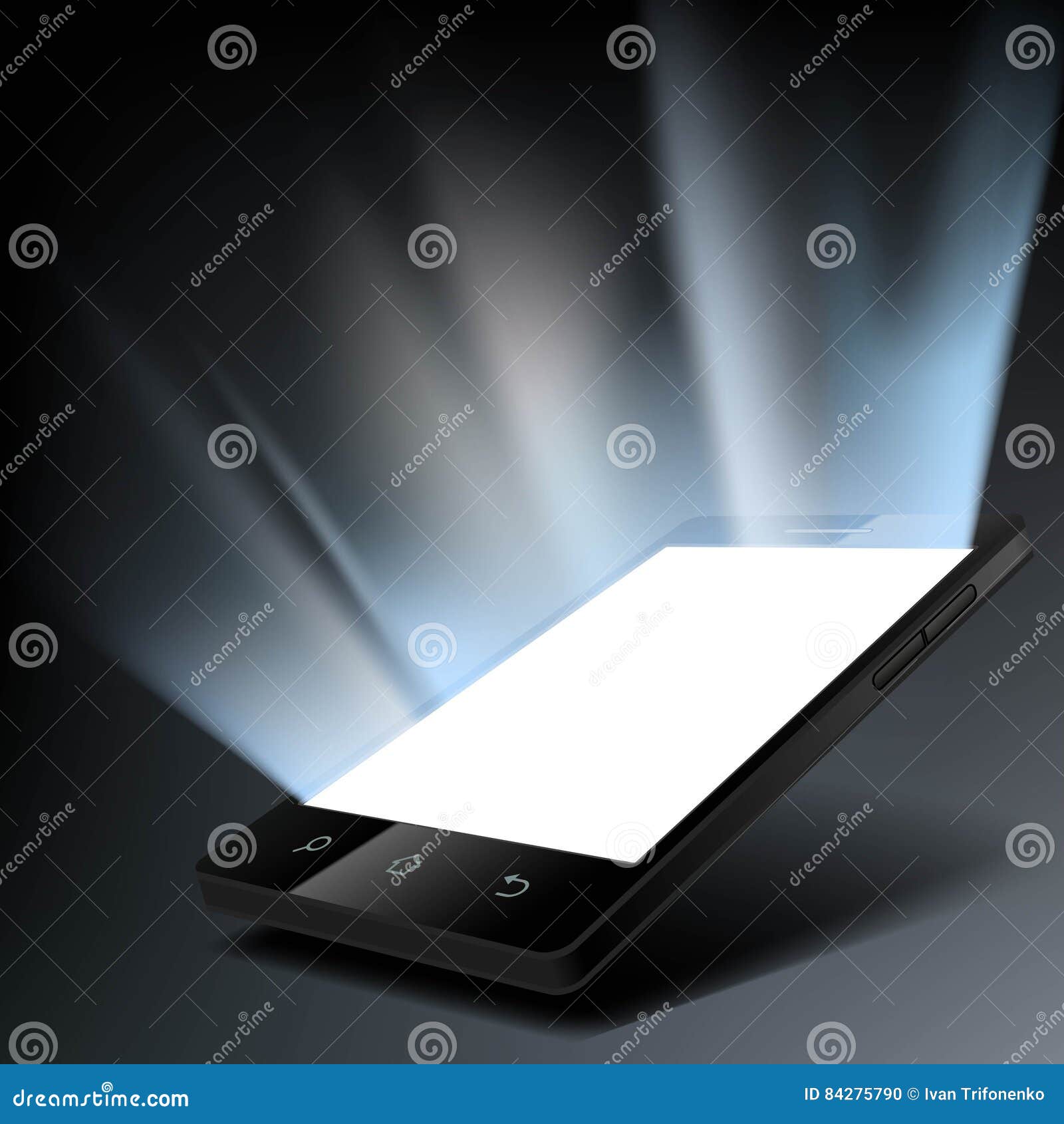 Smartphone with a White Glowing Screen. Stock Illustratio Stock Vector ...
