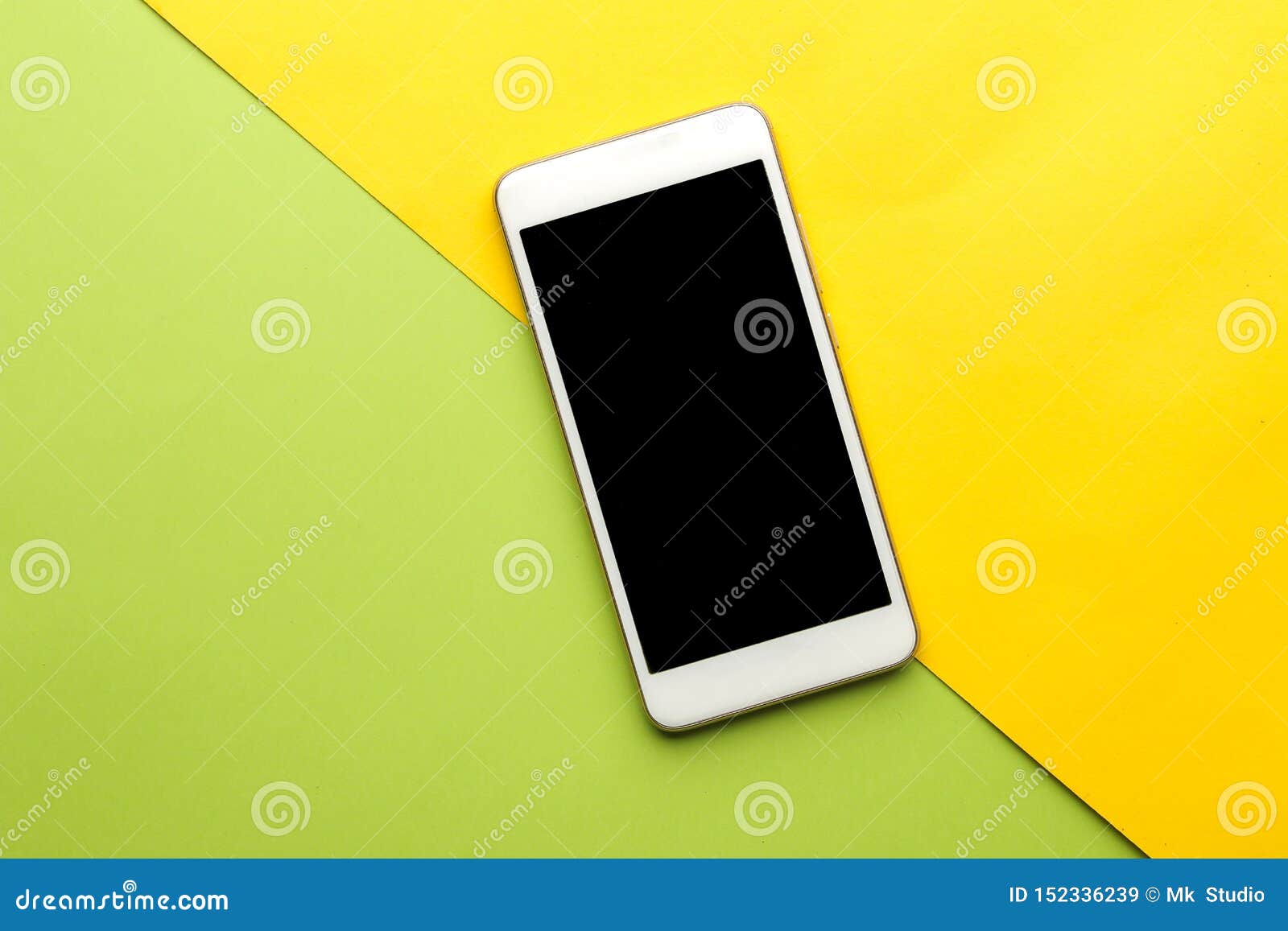 Smartphone. White Phone on a Bright Multi-colored Background. Top View ...