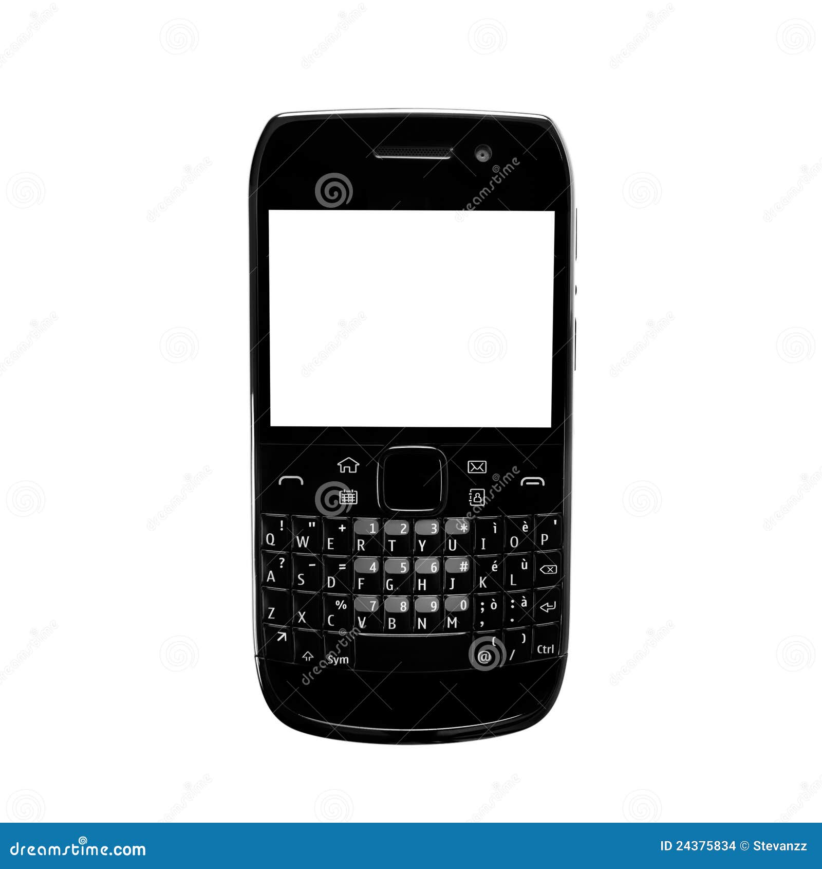 Smartphone White Screen Qwerty Keypad Isolated. Stock Images - Image ...