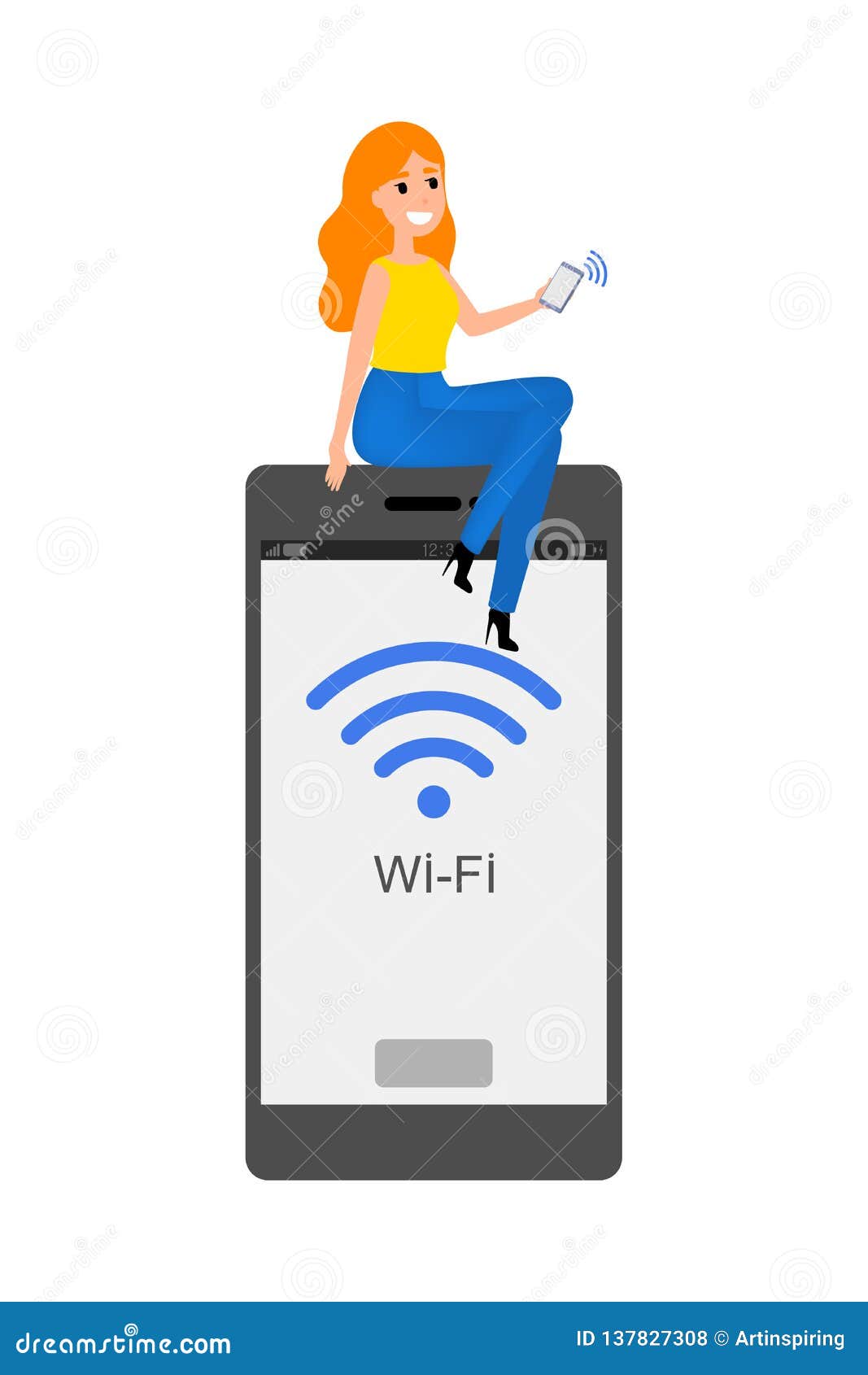 Smartphone with Wifi on it. Mobile Phone with Internet Stock Vector ...