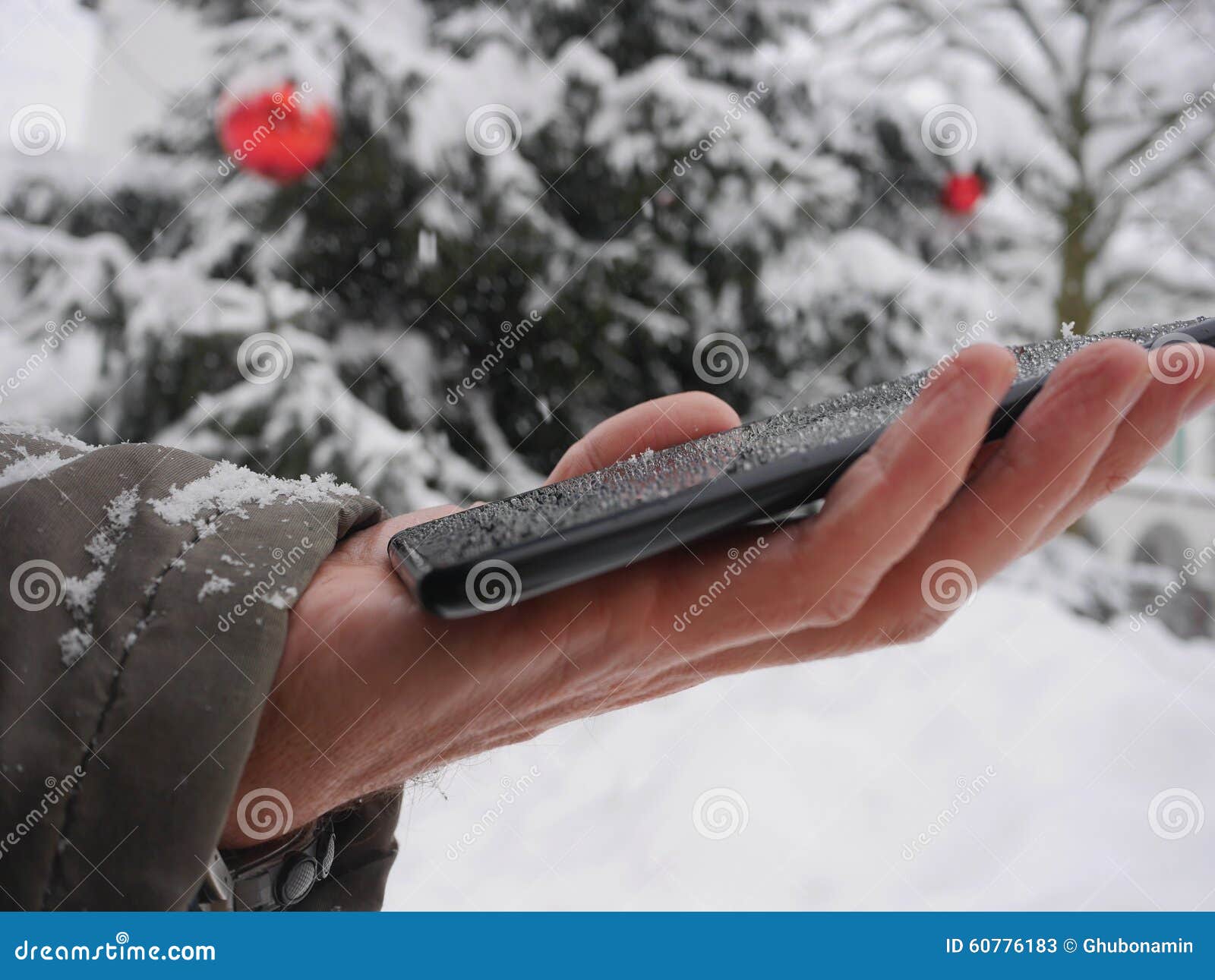 Smartphone Winter Christmas Snow Stock Image - Image of winter, cell ...