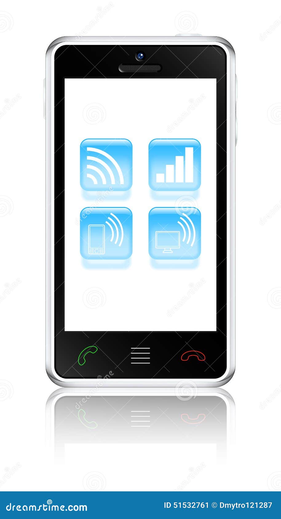 Smartphone with Wireless Communications Icons Stock Vector ...