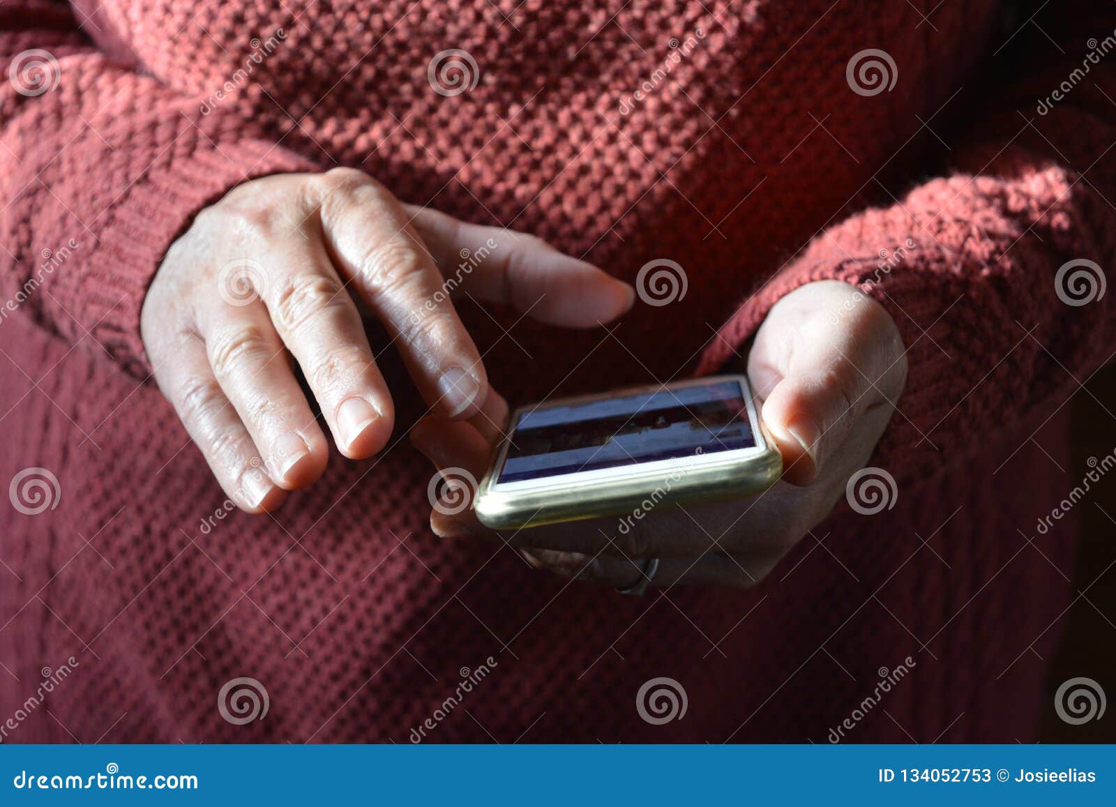 Woman Using a Smartphone, Finger To Touchscreen Stock Image - Image of ...