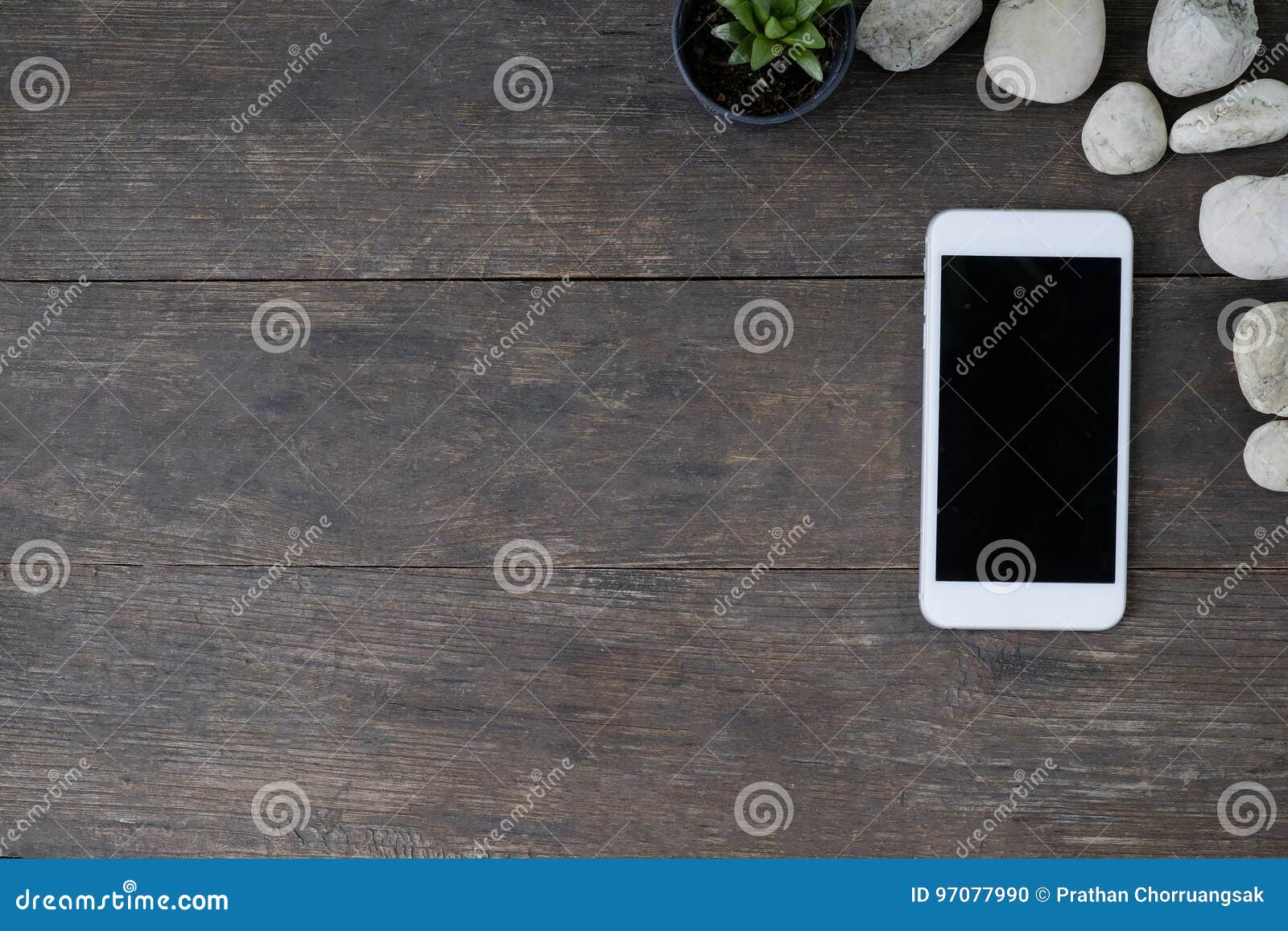 Smartphone on Wood Table and Copy Space. Stock Photo - Image of ...