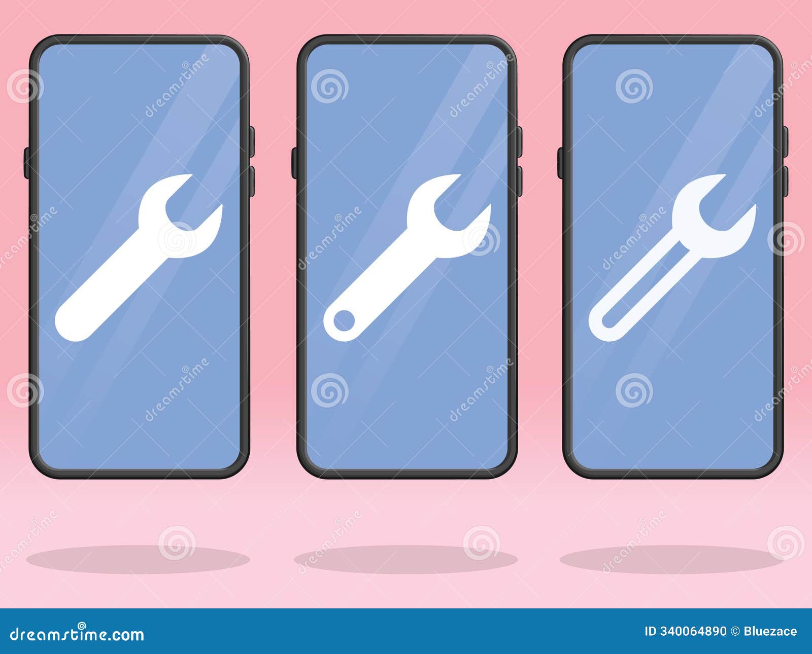 Smartphone Wrench Garage Spanner Silhouette On Screen Vector ...