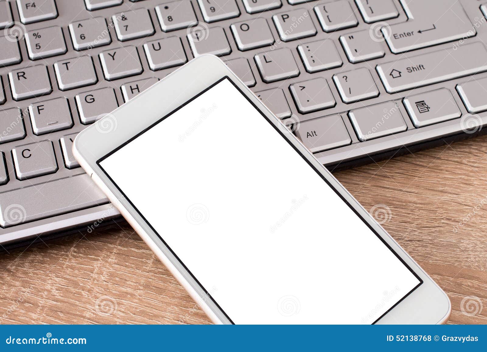 Smartphone Wth Blank Screen on Keyboard Stock Photo - Image of computer ...