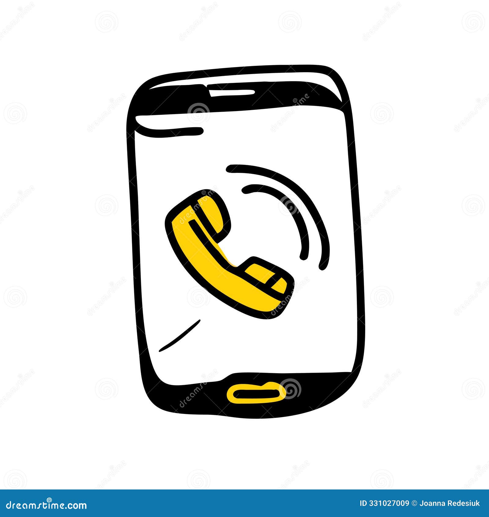 A Smartphone with a Yellow Phone Icon Displayed on Its Screen Stock ...