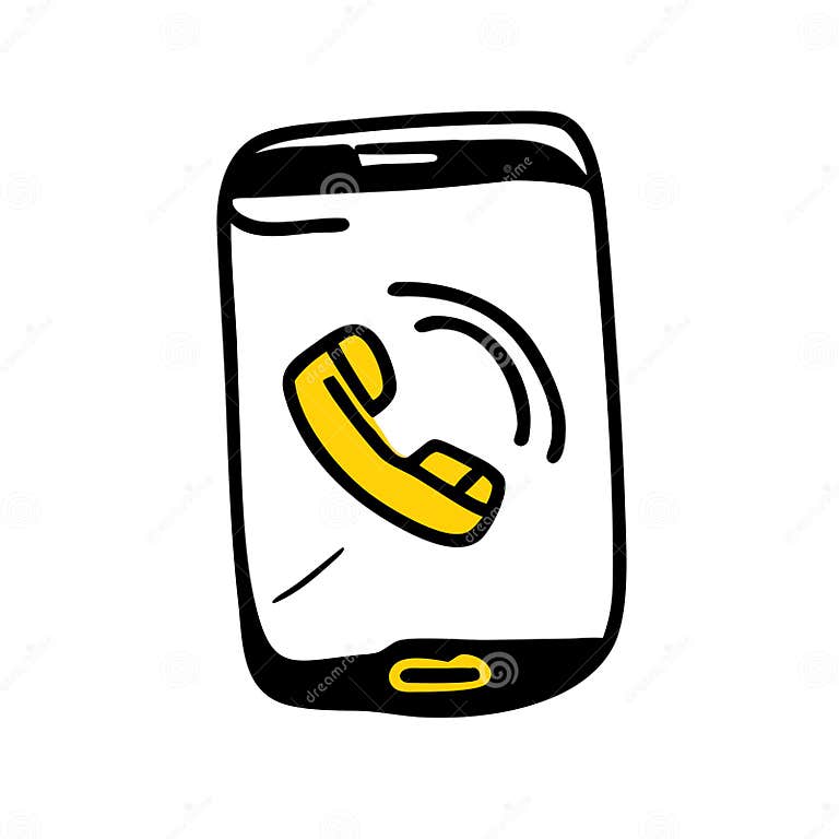 A Smartphone with a Yellow Phone Icon Displayed on Its Screen Stock ...