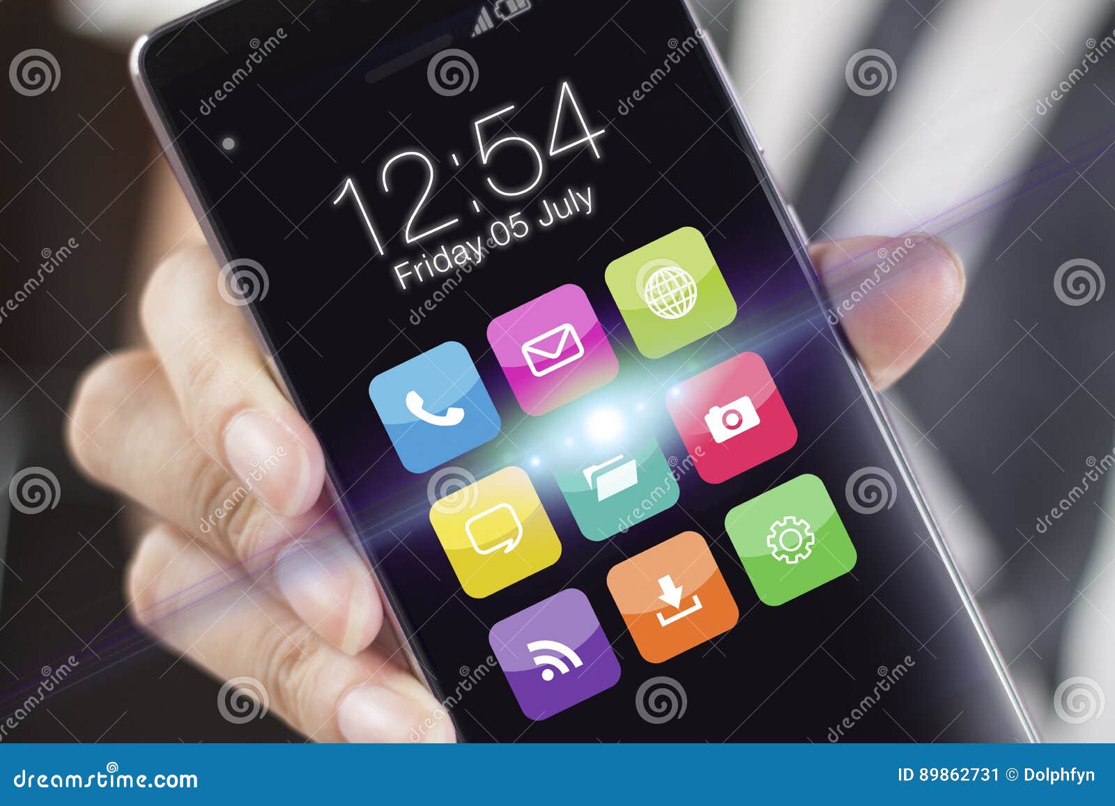 Smartphones with Application Icons Stock Image - Image of connection ...