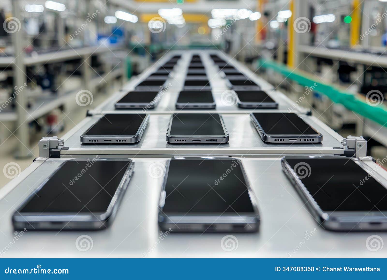 Smartphones on Assembly Line in a Factory Stock Illustration ...