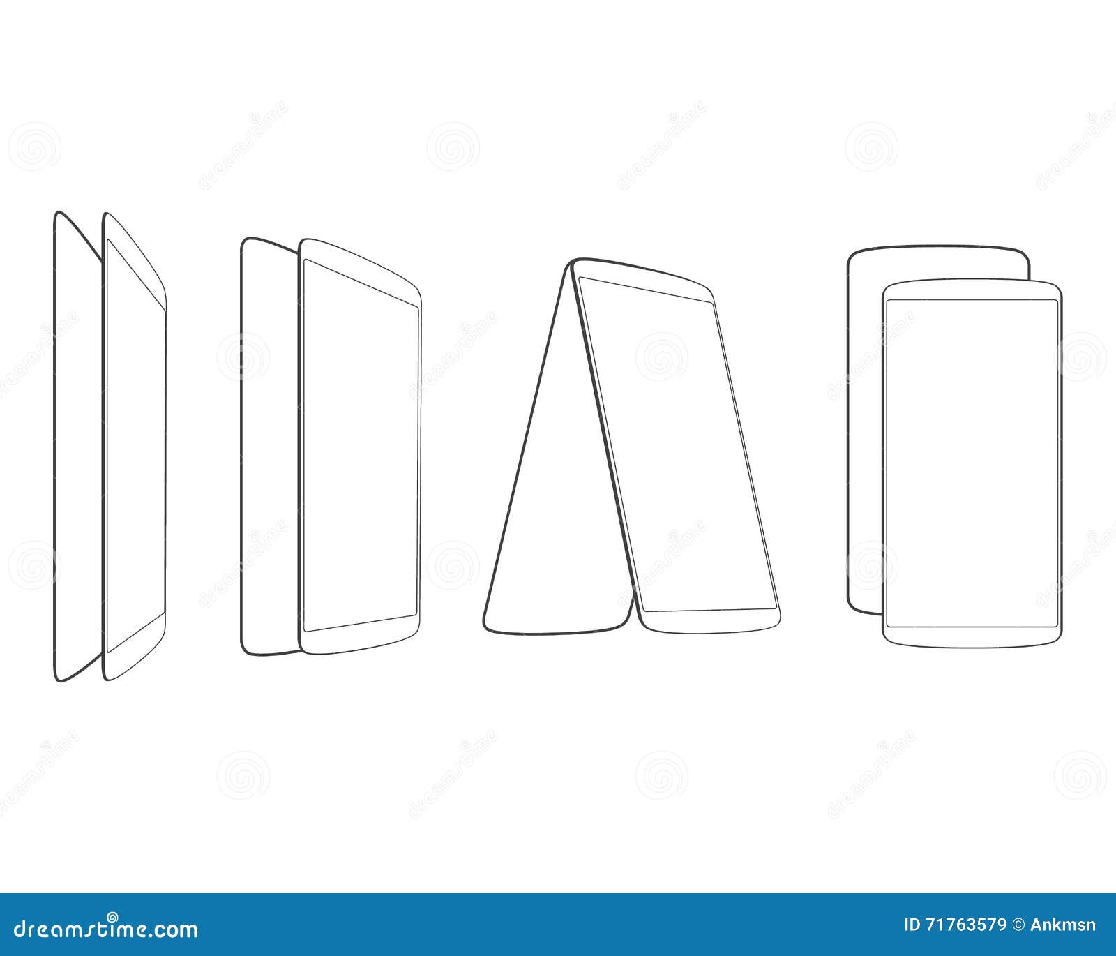 Two Smartphones With Different Tilt Angles In The Corner Of The Screen ...