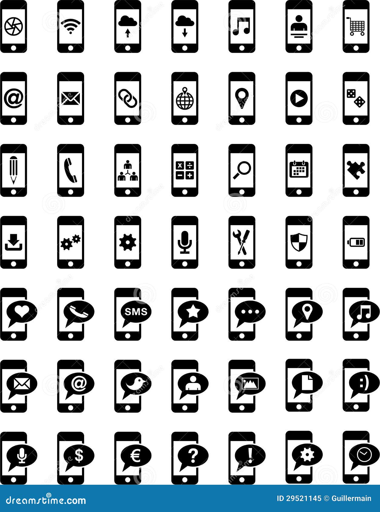 Smartphones with Different Icons on the Screen Stock Vector ...