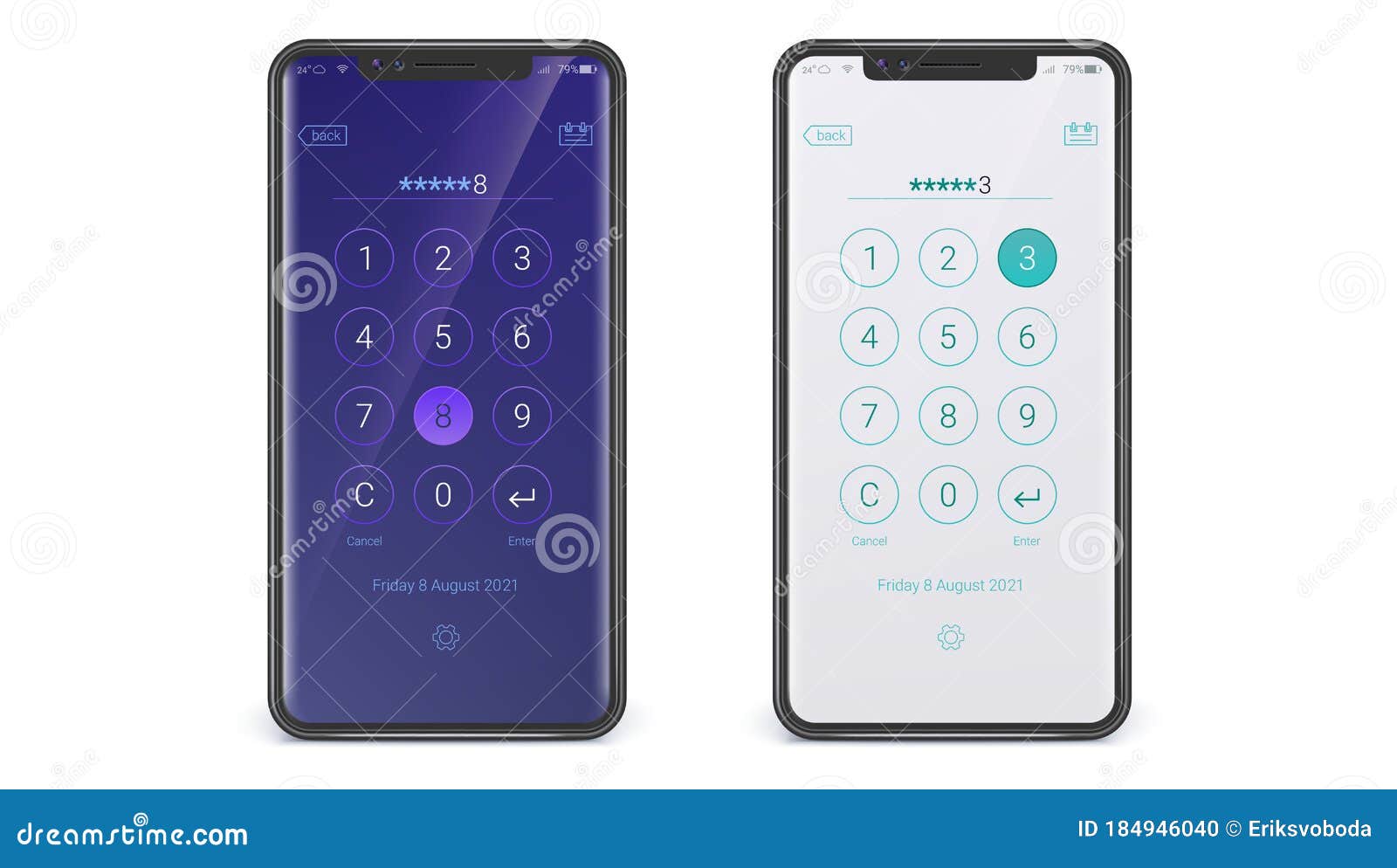 Smartphones with Digital Dial. UI Screen for Dialing or Entering ...