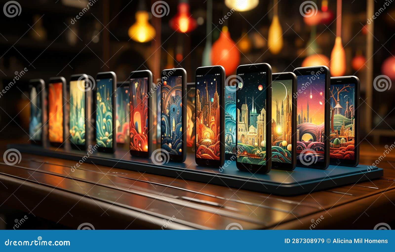 Smartphones on Display for Sale in Store. AI Generated Stock ...