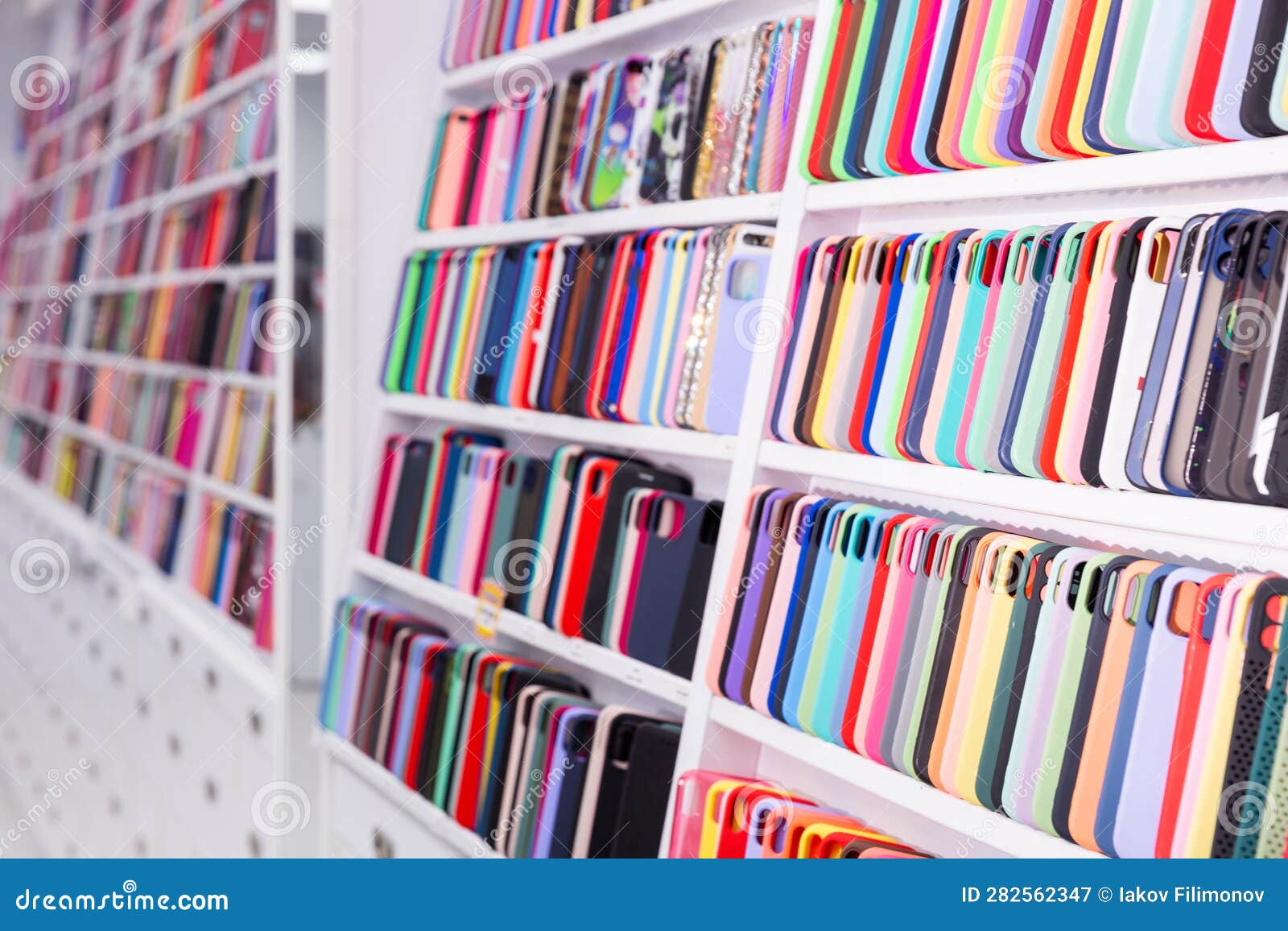 Smartphones on Display Shelves in an Electronics Store Stock Image ...