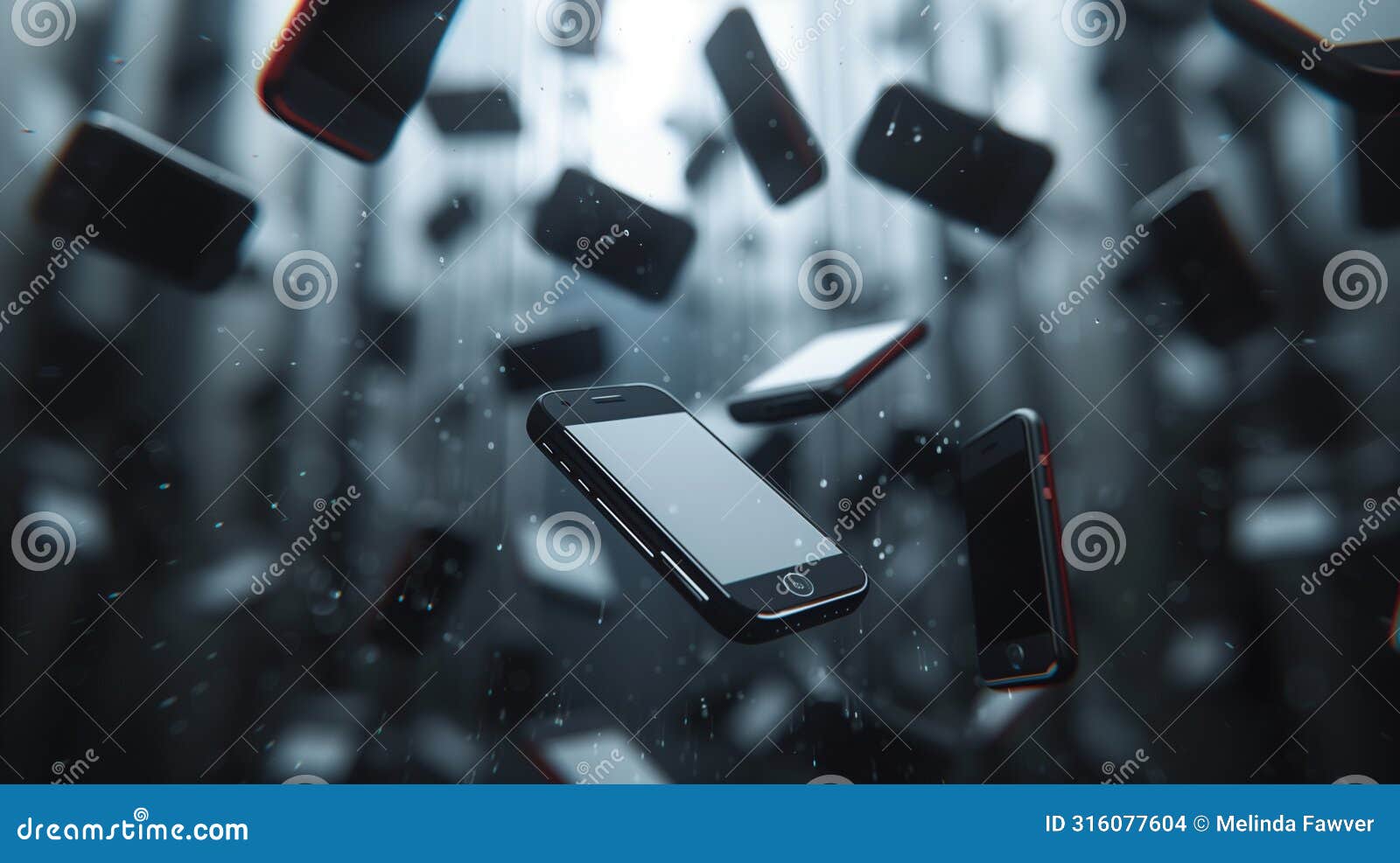 Smartphones Floating through Space Stock Illustration - Illustration of ...