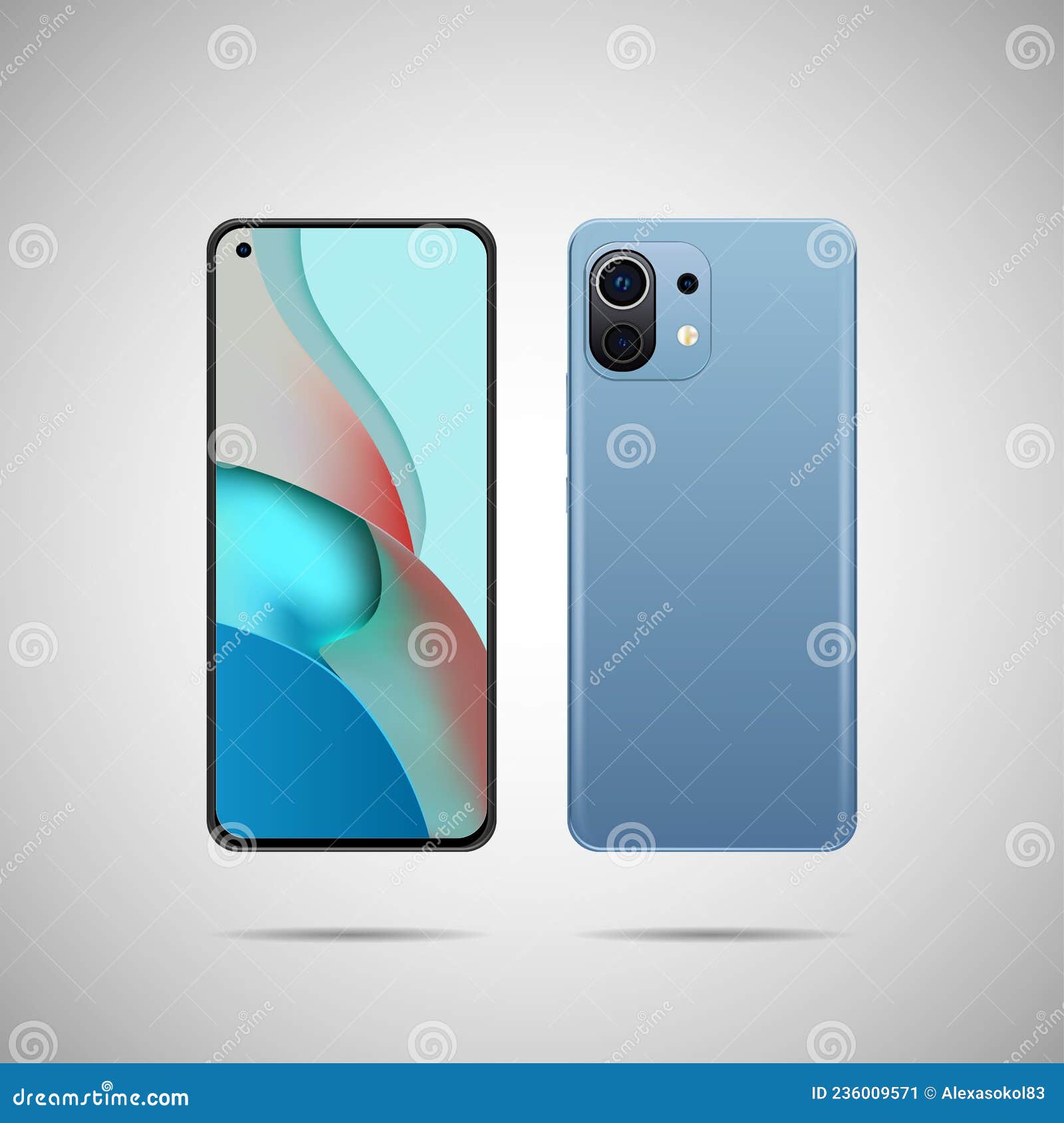 Smartphones. Front and Back View Illustration Stock Vector ...