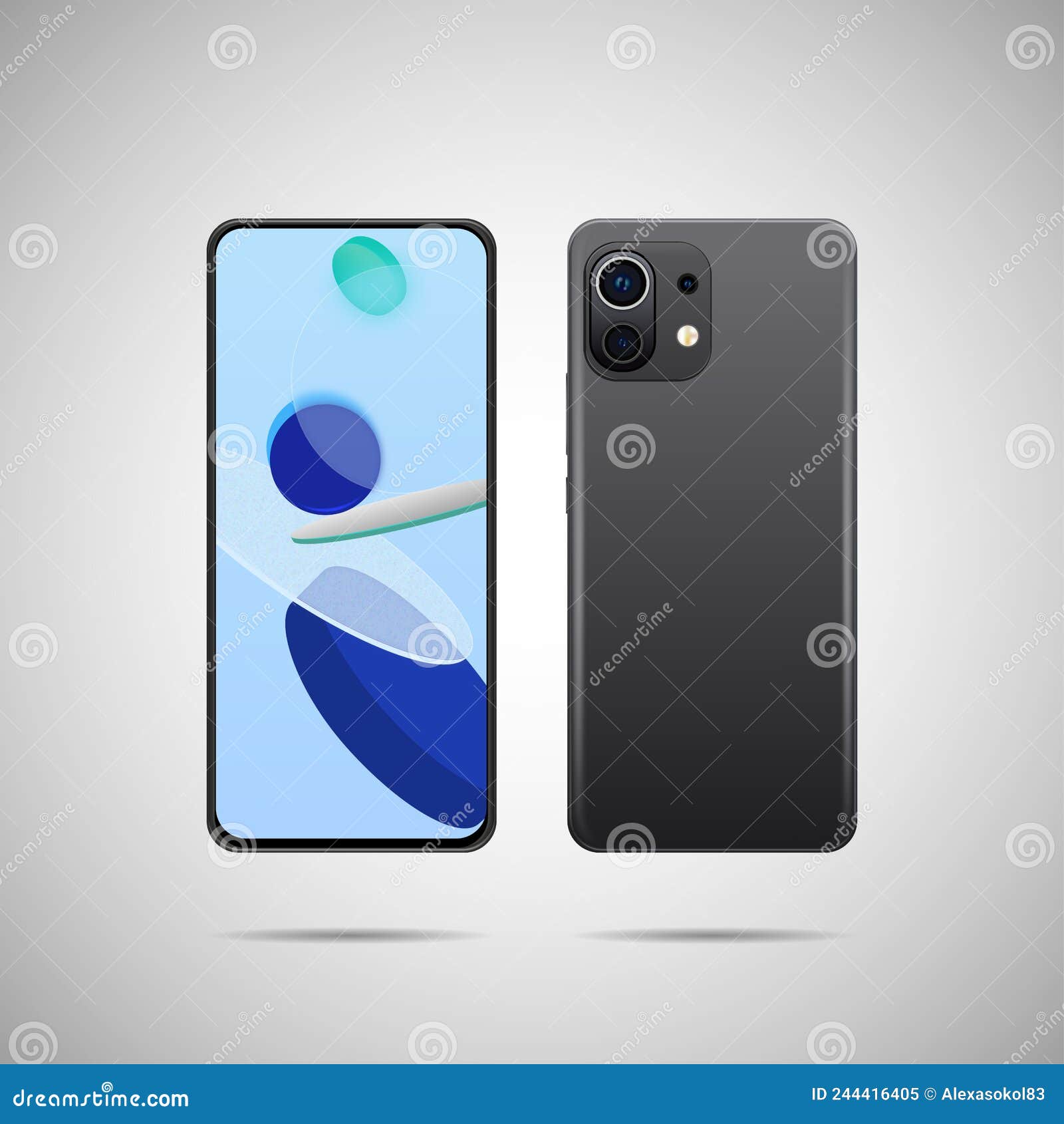 Smartphones. Front and Back View Illustration Stock Vector ...