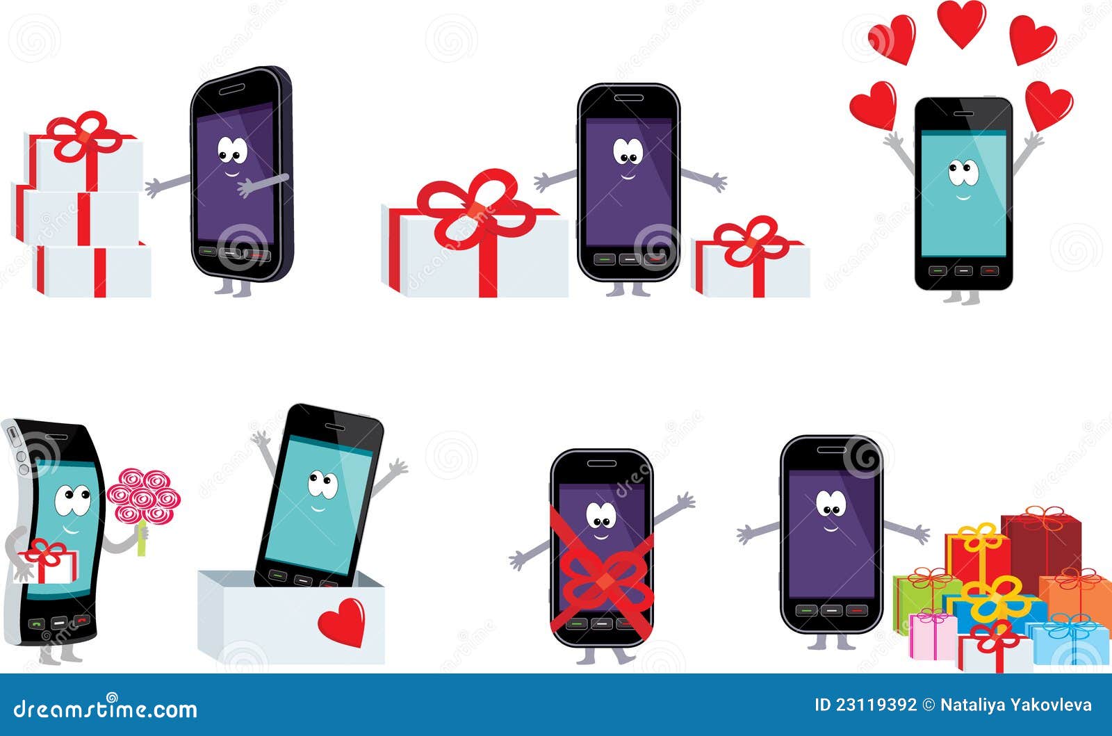 Smartphones in a gift. stock vector. Illustration of futuristic - 23119392