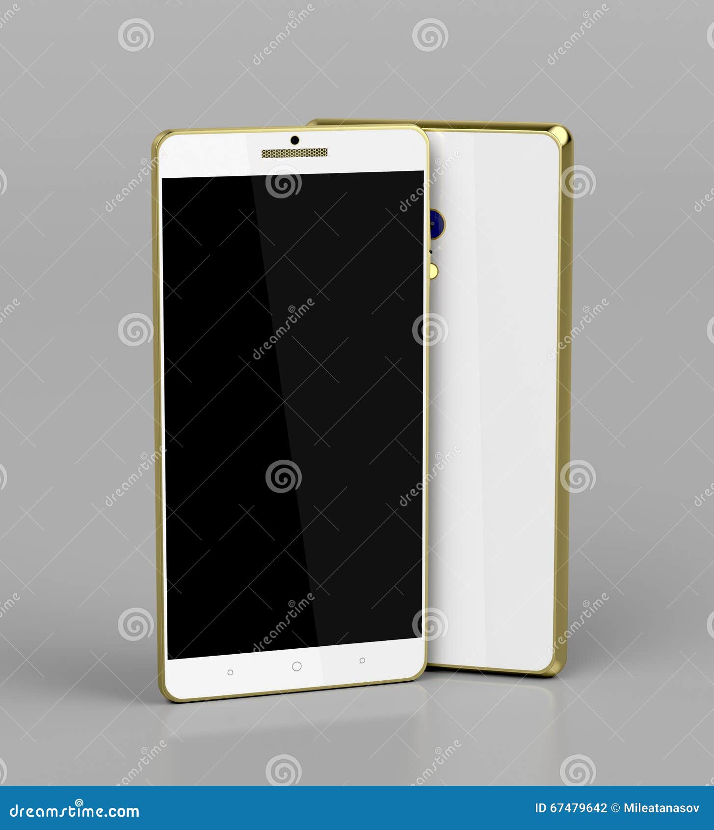 Smartphones with Golden Frame Stock Illustration - Illustration of ...