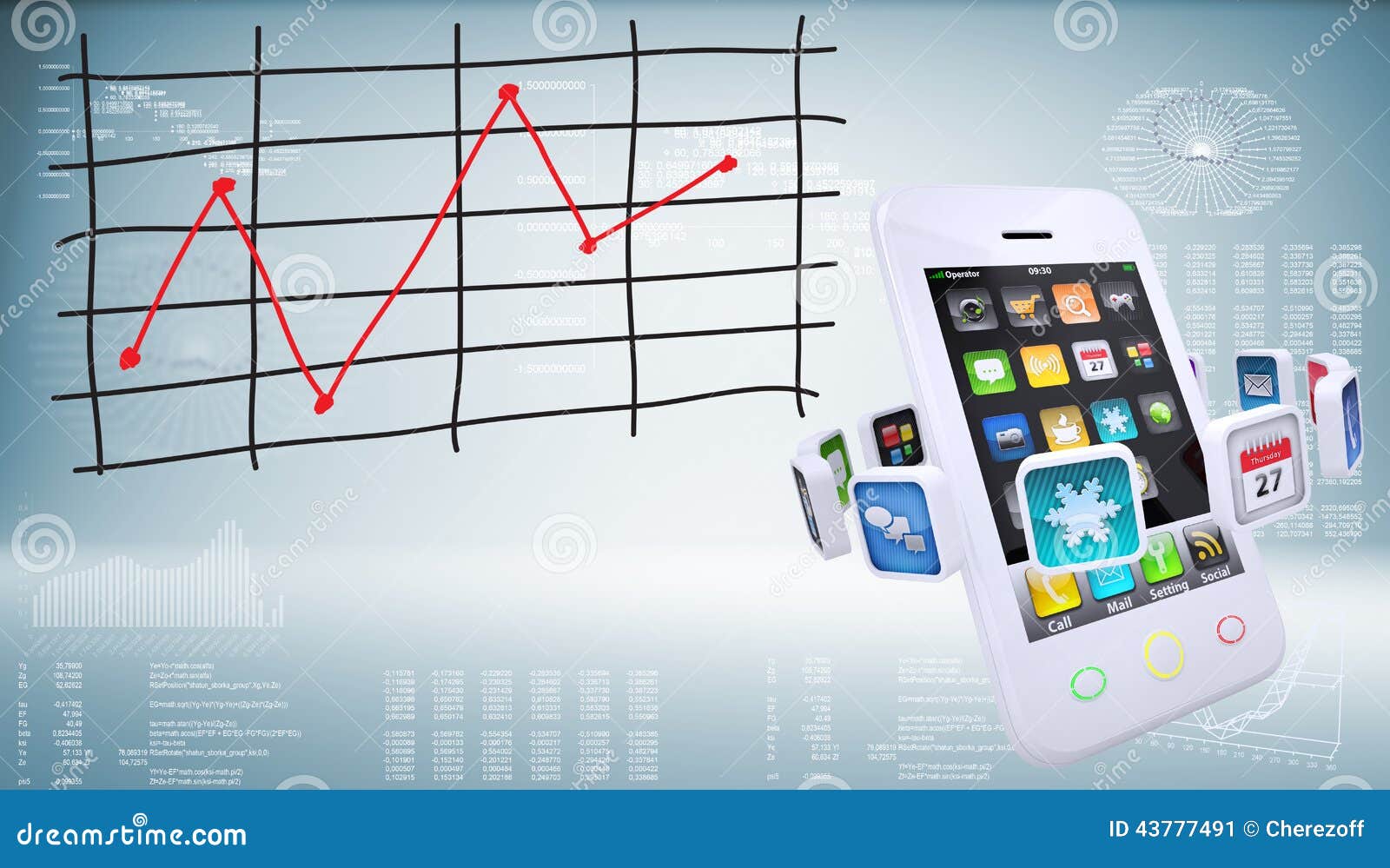 Smartphones with Graph of Price Changes Stock Image - Image of grid ...