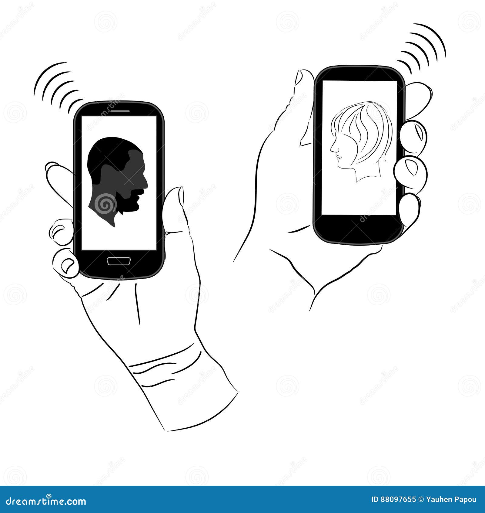 Smartphones Make Communication Easy Stock Vector - Illustration of ...