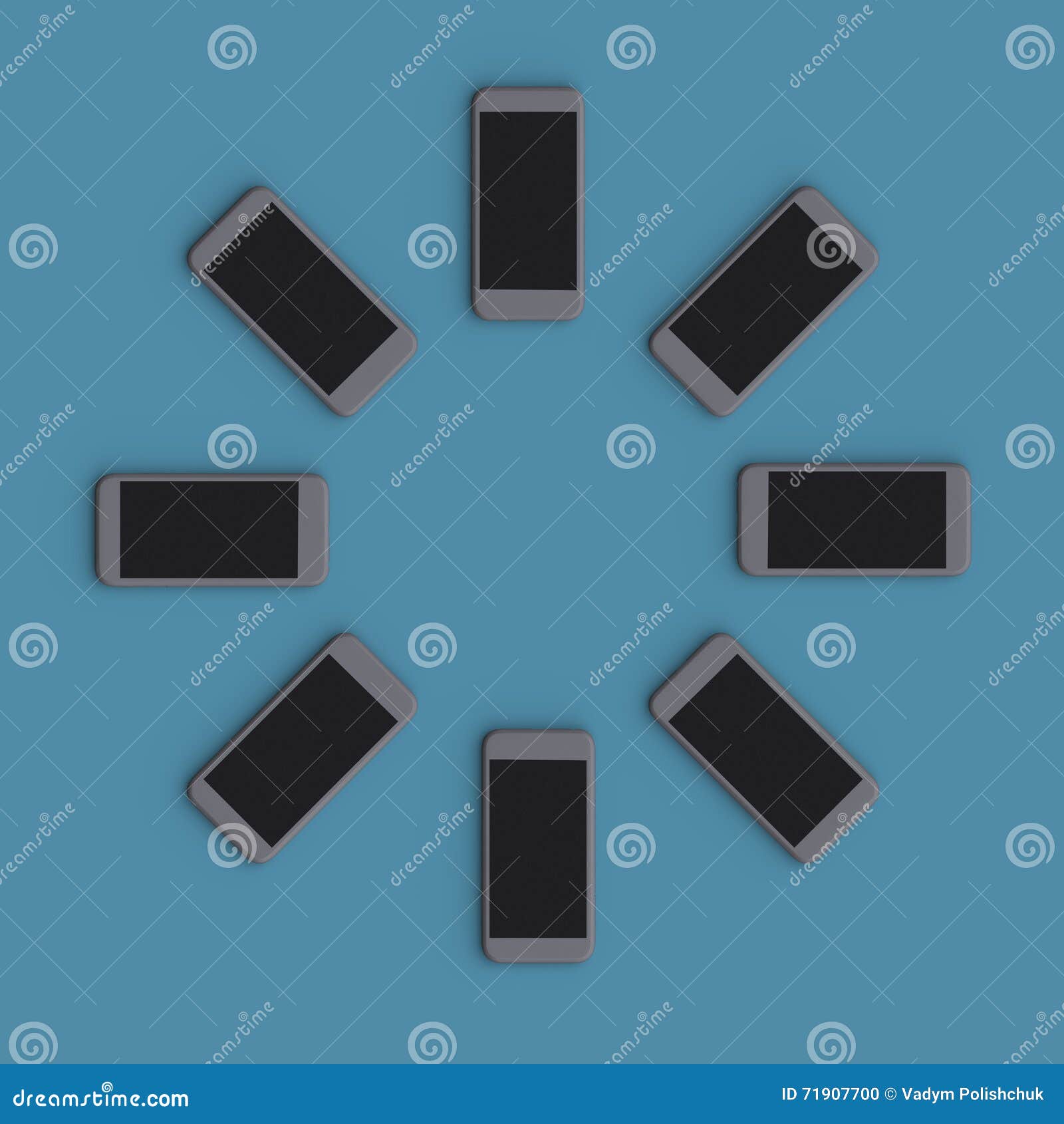 Smartphones are Placed in Circle. Abstract Background with Mobile ...