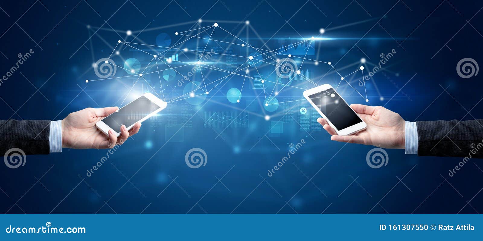 Smartphones Sharing Business Data Stock Photo - Image of message, paper ...