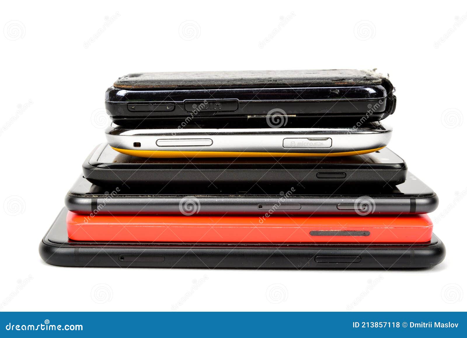 Smartphones Are Placed One To Another, Laying On The Table Side Is ...