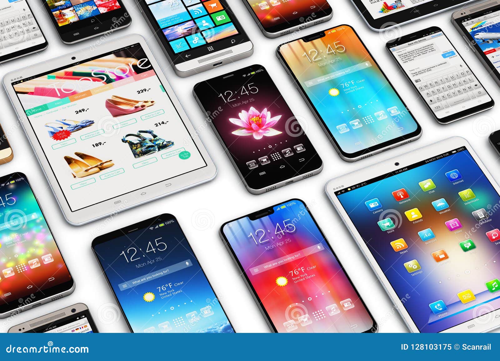 Smartphones, Telefones Celulares E Tablet Pc Ilustração Stock ...