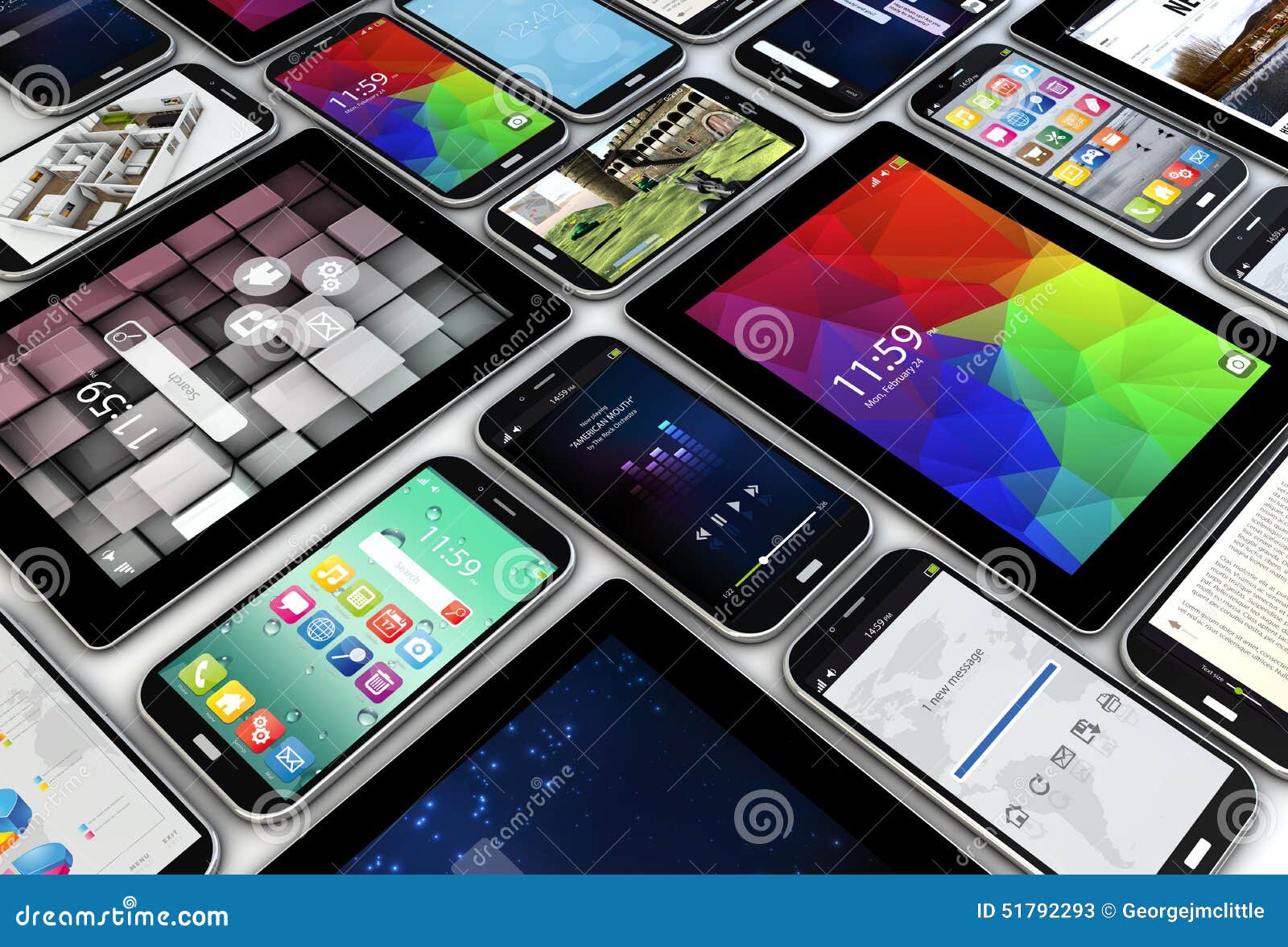 Smartphones y tabletas stock de ilustración. Ilustración de touchscreen ...